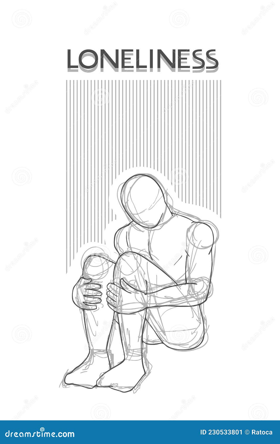Design of Loneliness Man Illustration Stock Vector - Illustration of ...