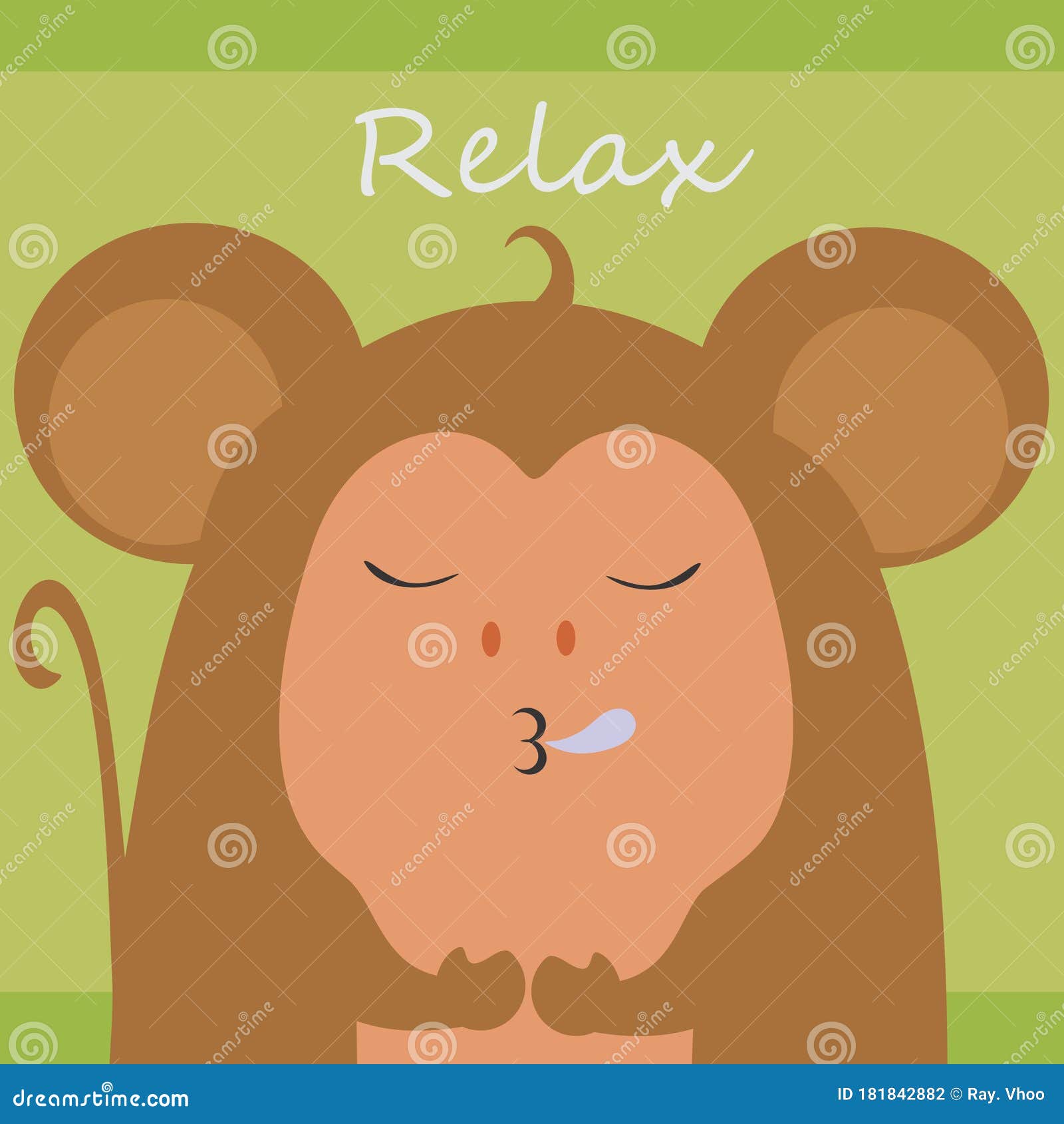 Design of a Relax Brown Cute Monkey`s Time for Any Template and Social ...