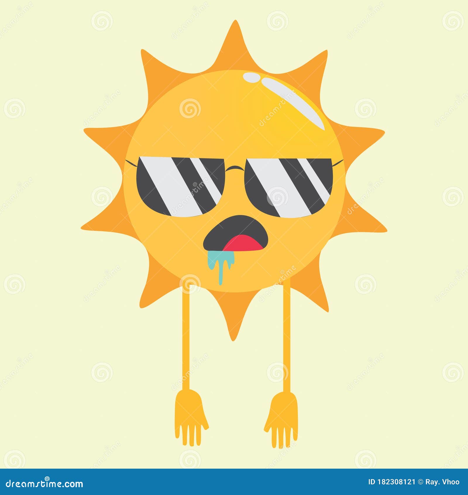 Design of a Cute Light Sun with Sunglasses in a Soft Dry Sky Colour ...