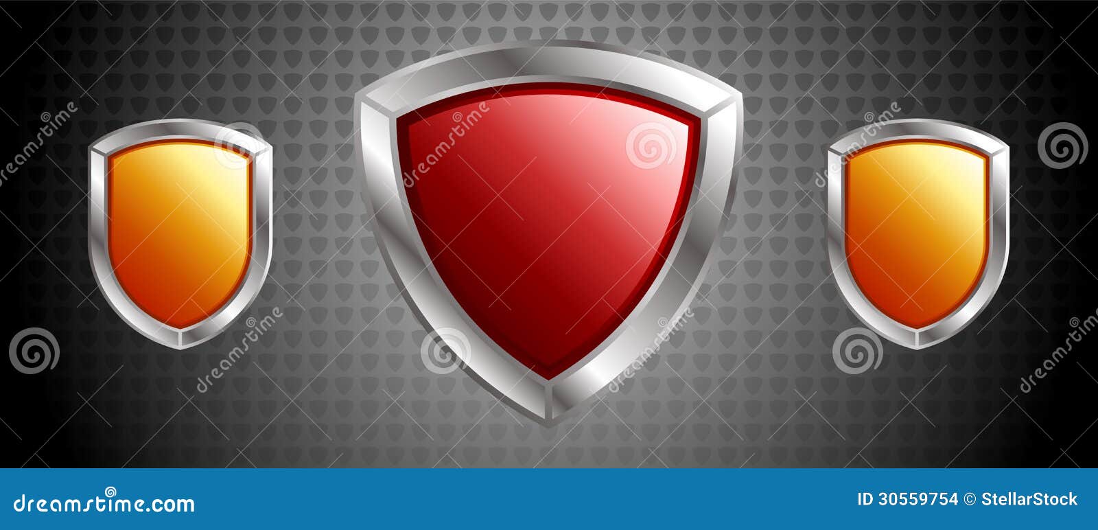 Design Made of Three Shields Stock Vector - Illustration of iron, gray ...