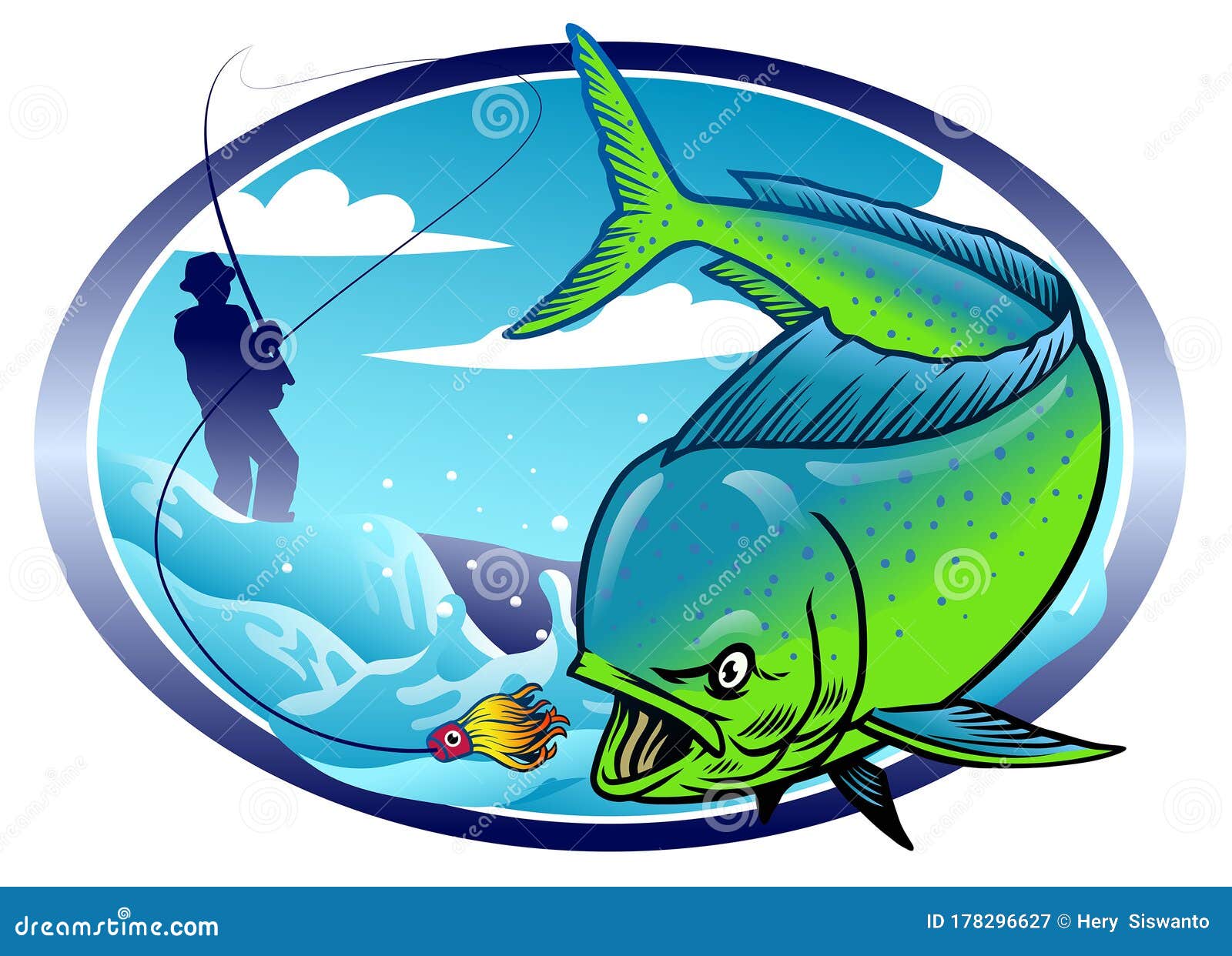 Design Of Mahi Mahi Fishing Cartoon Vector | CartoonDealer.com #178296627
