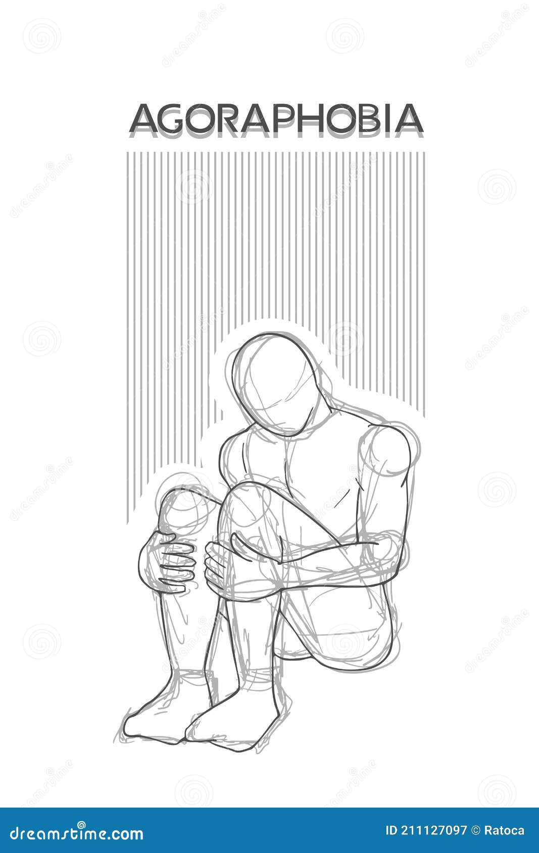 Agoraphobia Vector Illustration. Labeled Anatomical Fear Explanation ...