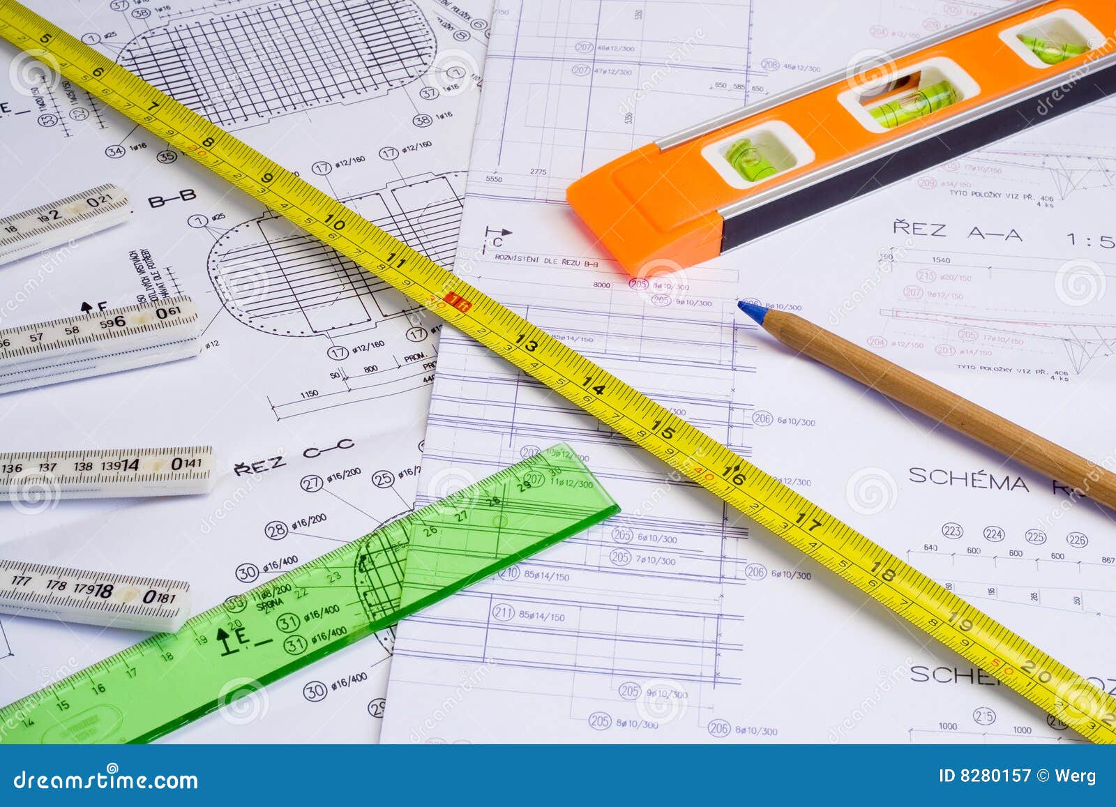 Design and Measuring Instruments Stock Image - Image of drafting, paper ...