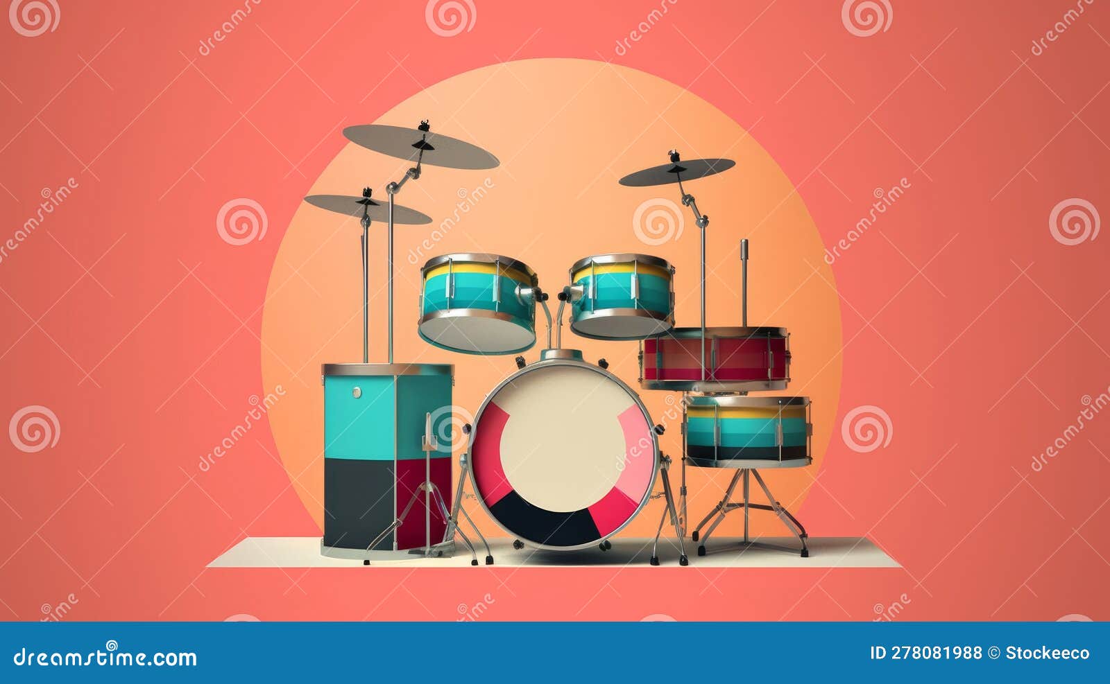 Design a Minimalist 1980s Drum Stock Illustration - Illustration of ...