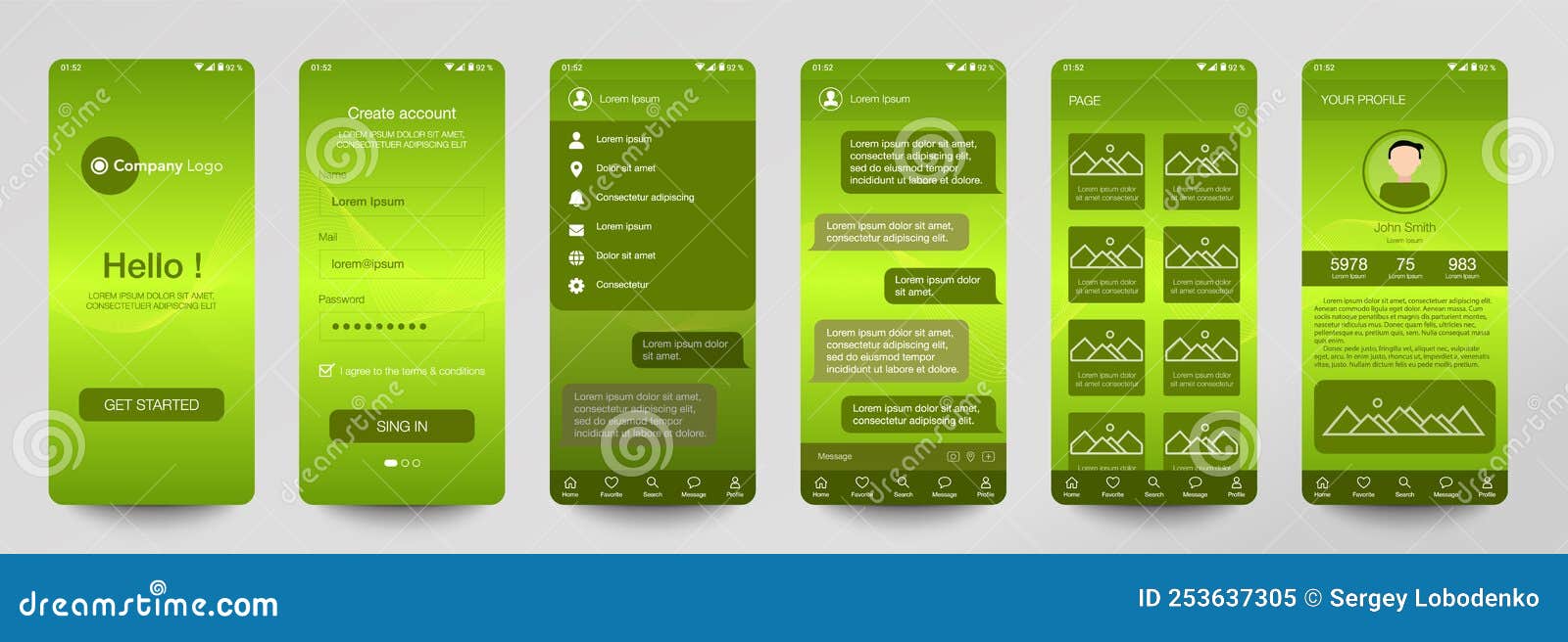 Design Of Mobile App Ui Ux Gui Set Of User Registration Screens