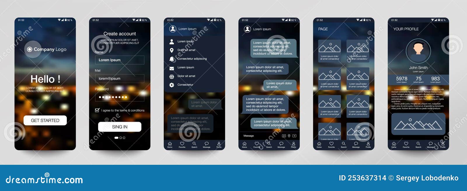 Design Of Mobile App Ui Ux Gui Set Of User Registration Screens