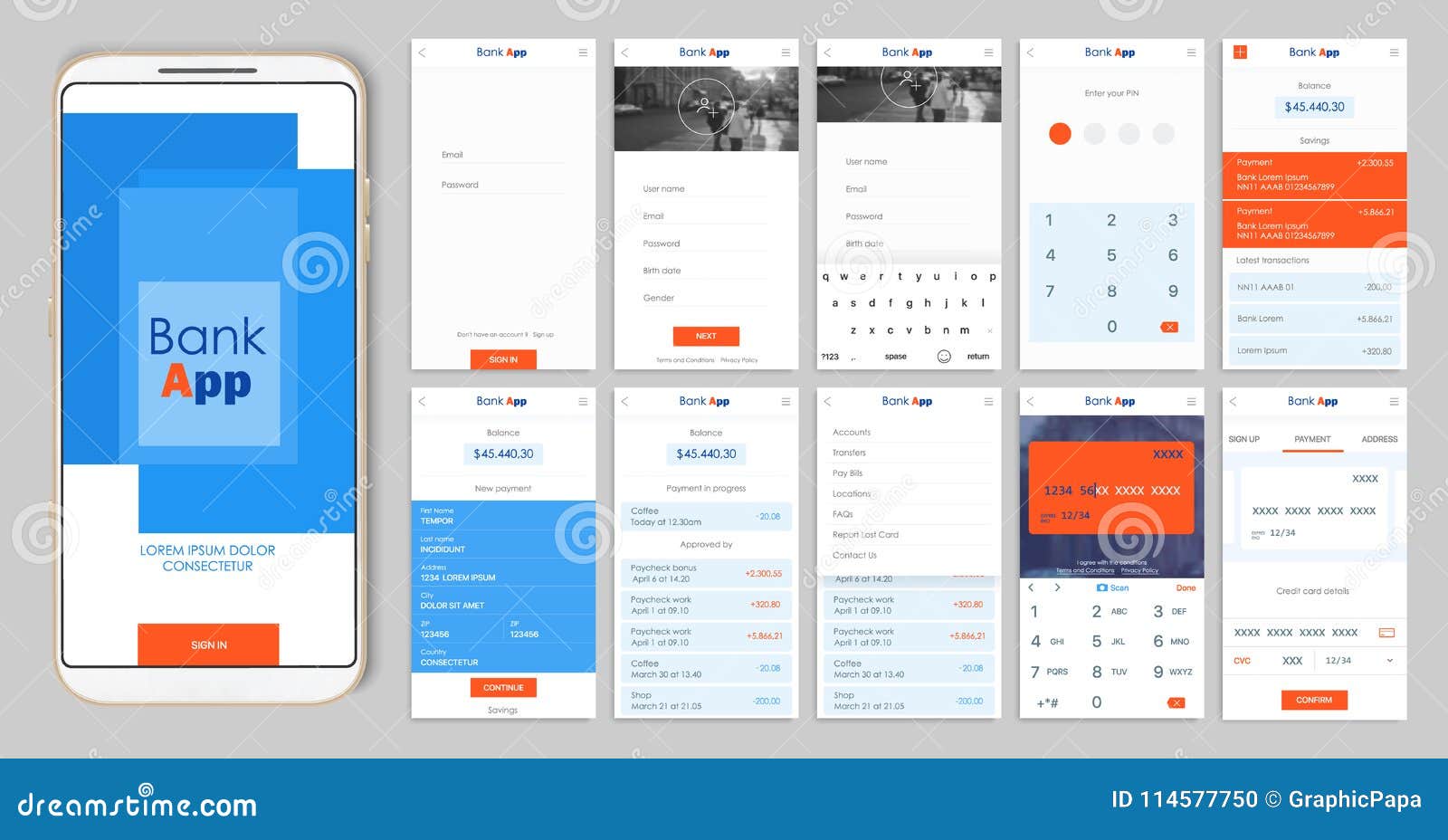 Design Of The Mobile App UI, UX. A Set Of GUI Screens For Mobile ... Design Of The Mobile App UI, UX. A Set Of GUI Screens For Mobile ...