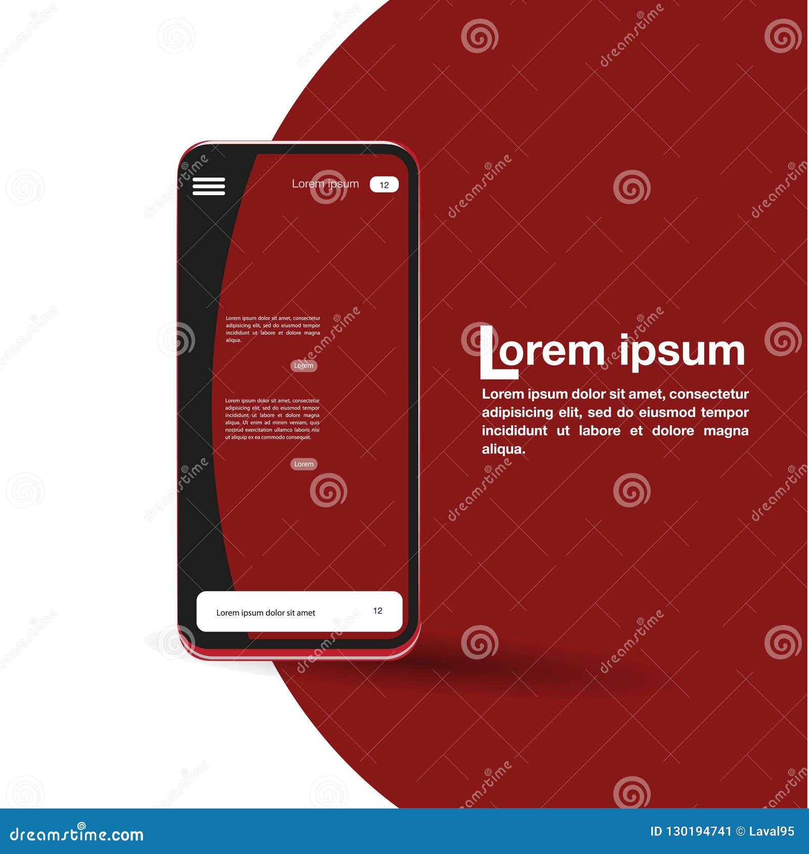 Design a Mobile Application. a New Smartphone. Black and Red Vector ...