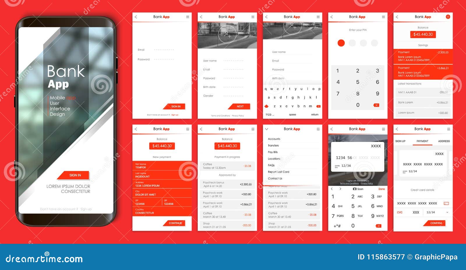 Design of the Mobile Application, UI, UX. a Set of GUI Screens with ... Design of the Mobile Application, UI, UX. a Set of GUI Screens with ...