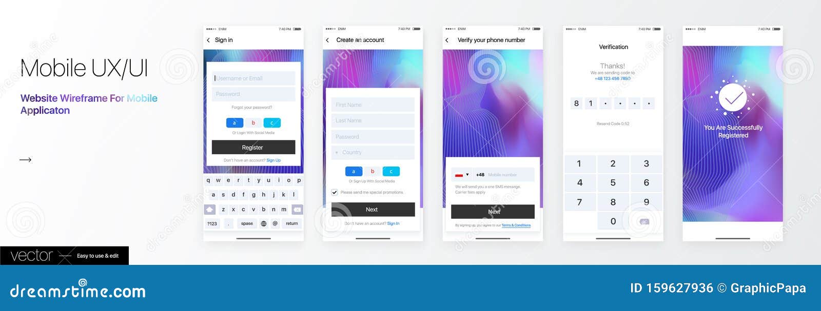 Design of the Mobile Application, UI, UX. Stock Vector - Illustration ...