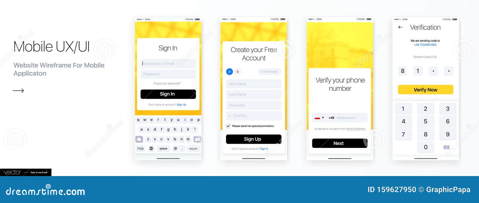 Design of the Mobile Application, UI, UX. Stock Vector - Illustration ...