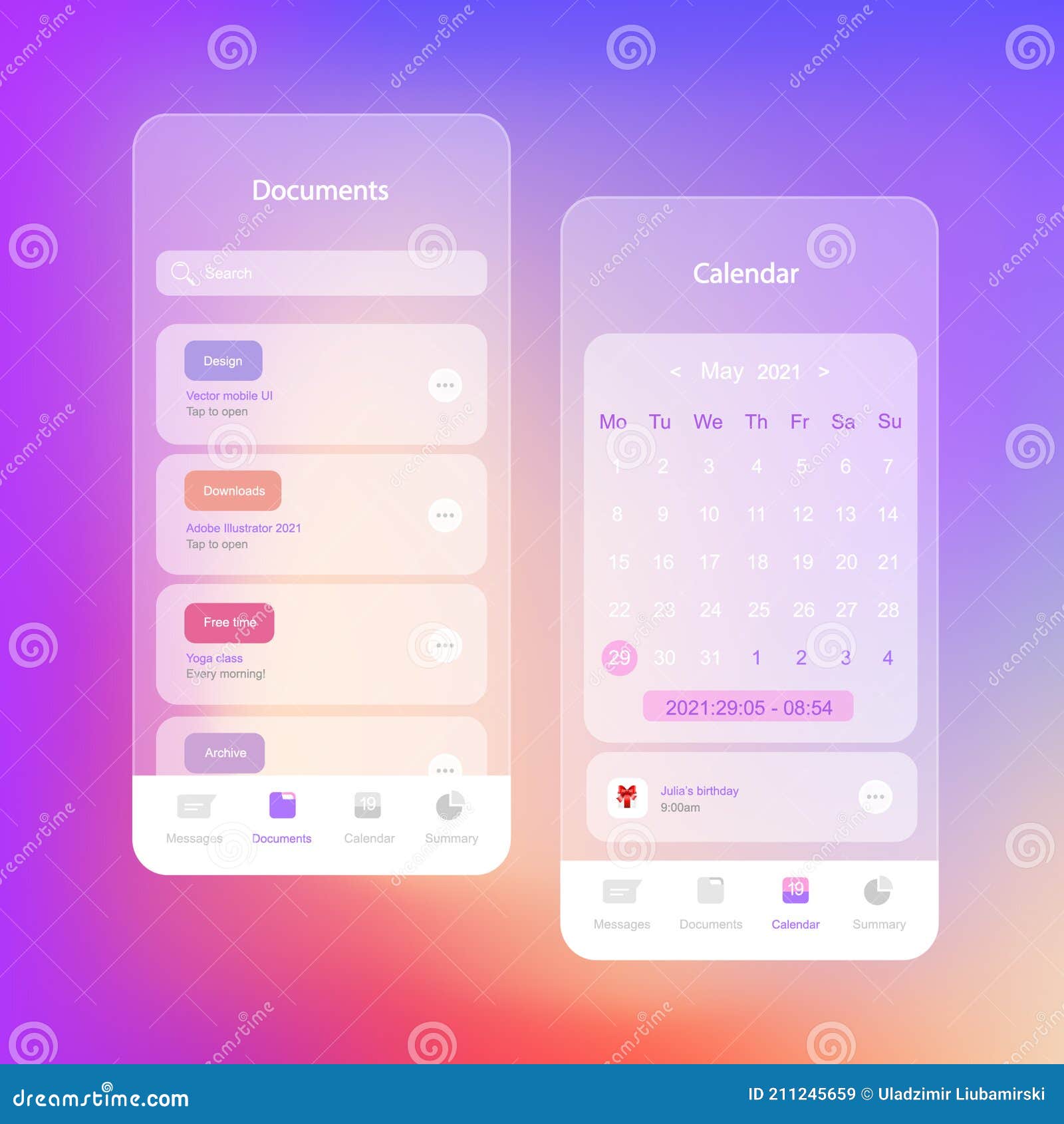 Illustration with the Effect of Frosted Glass. New Trend.glassmorphism ...
