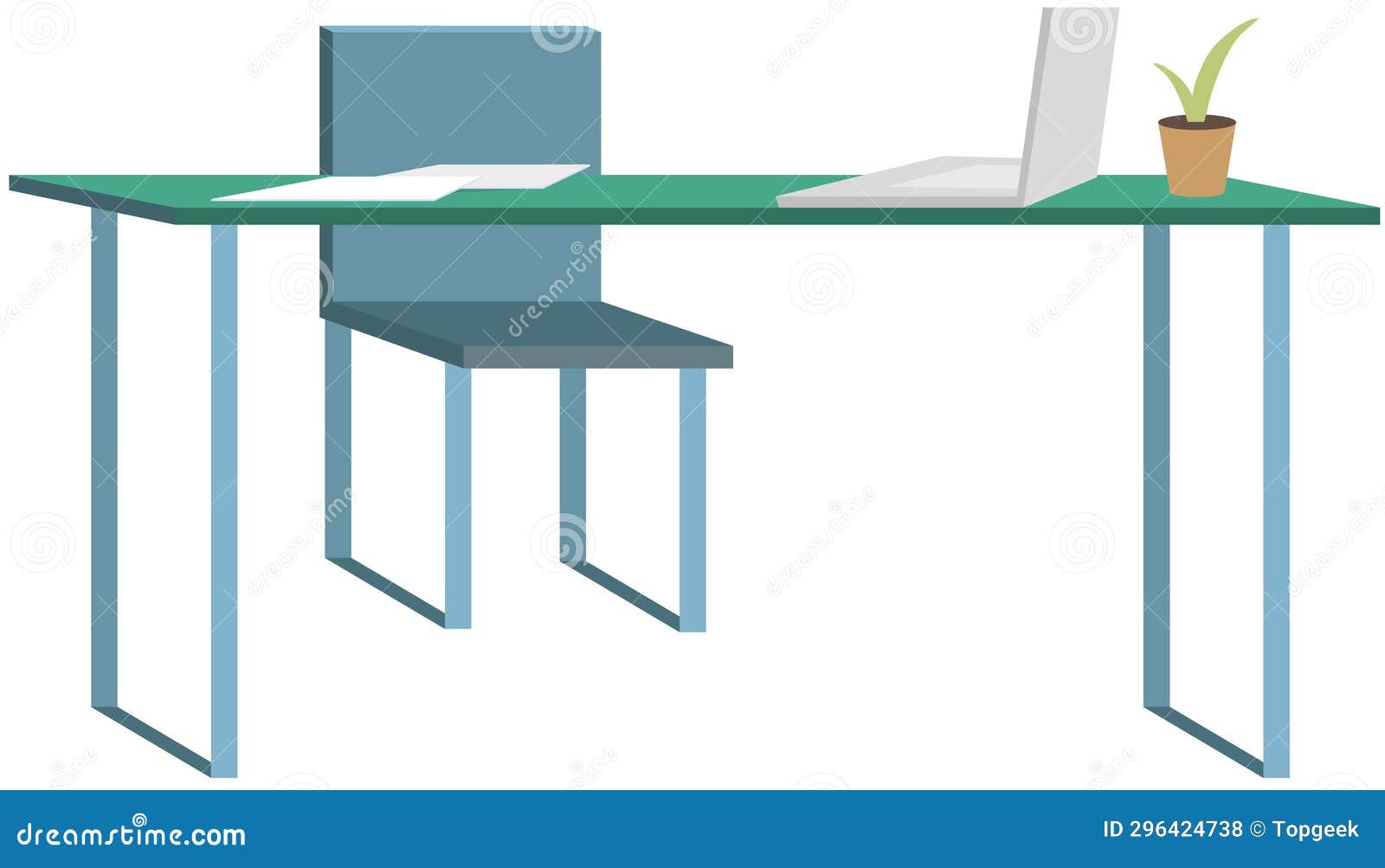 Design of Modern Empty Office Working Place Front View Desk, Chair ...