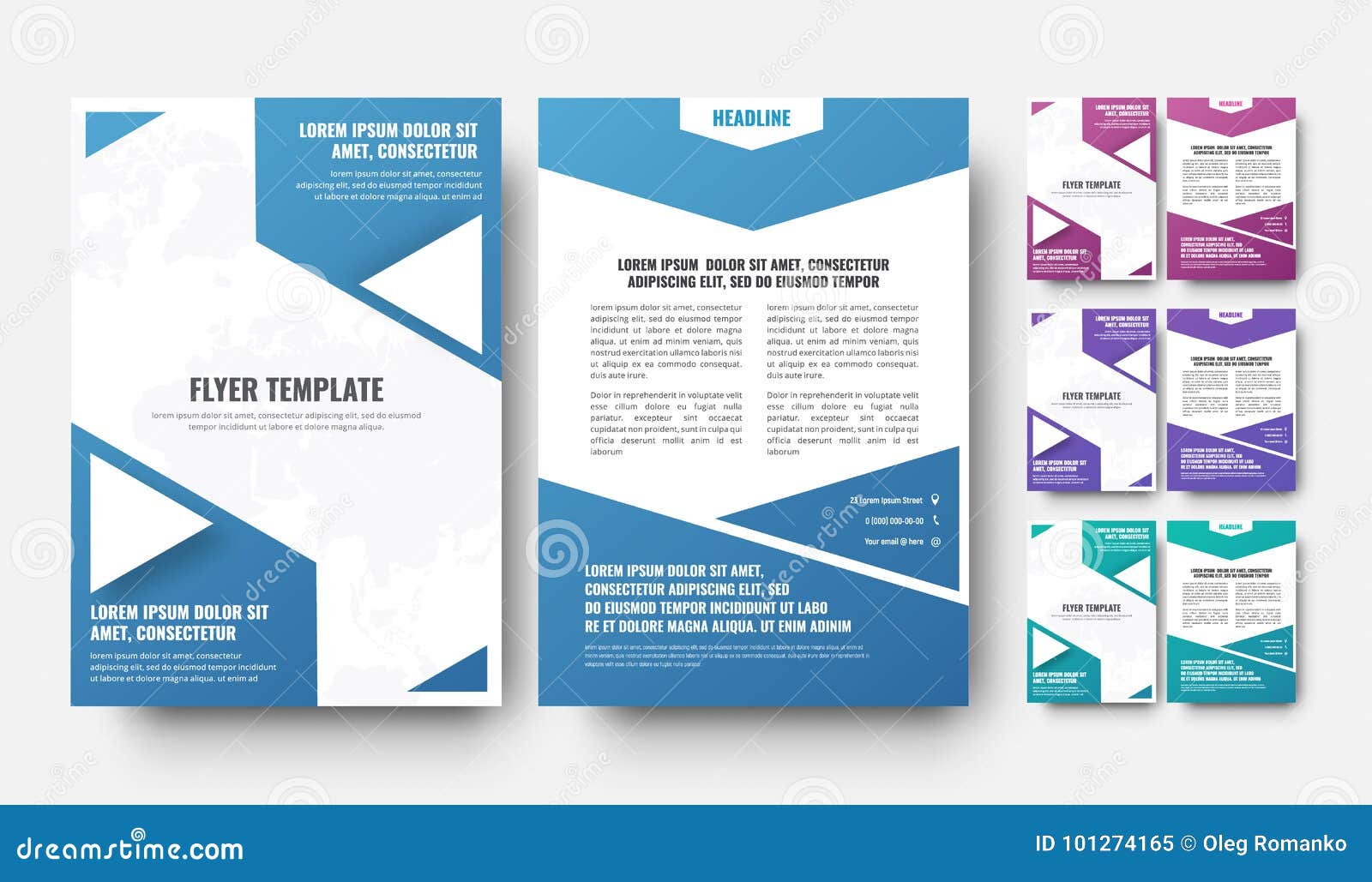 Design of a Modern Flyer in Abstract Triangular Design Elements Stock ...