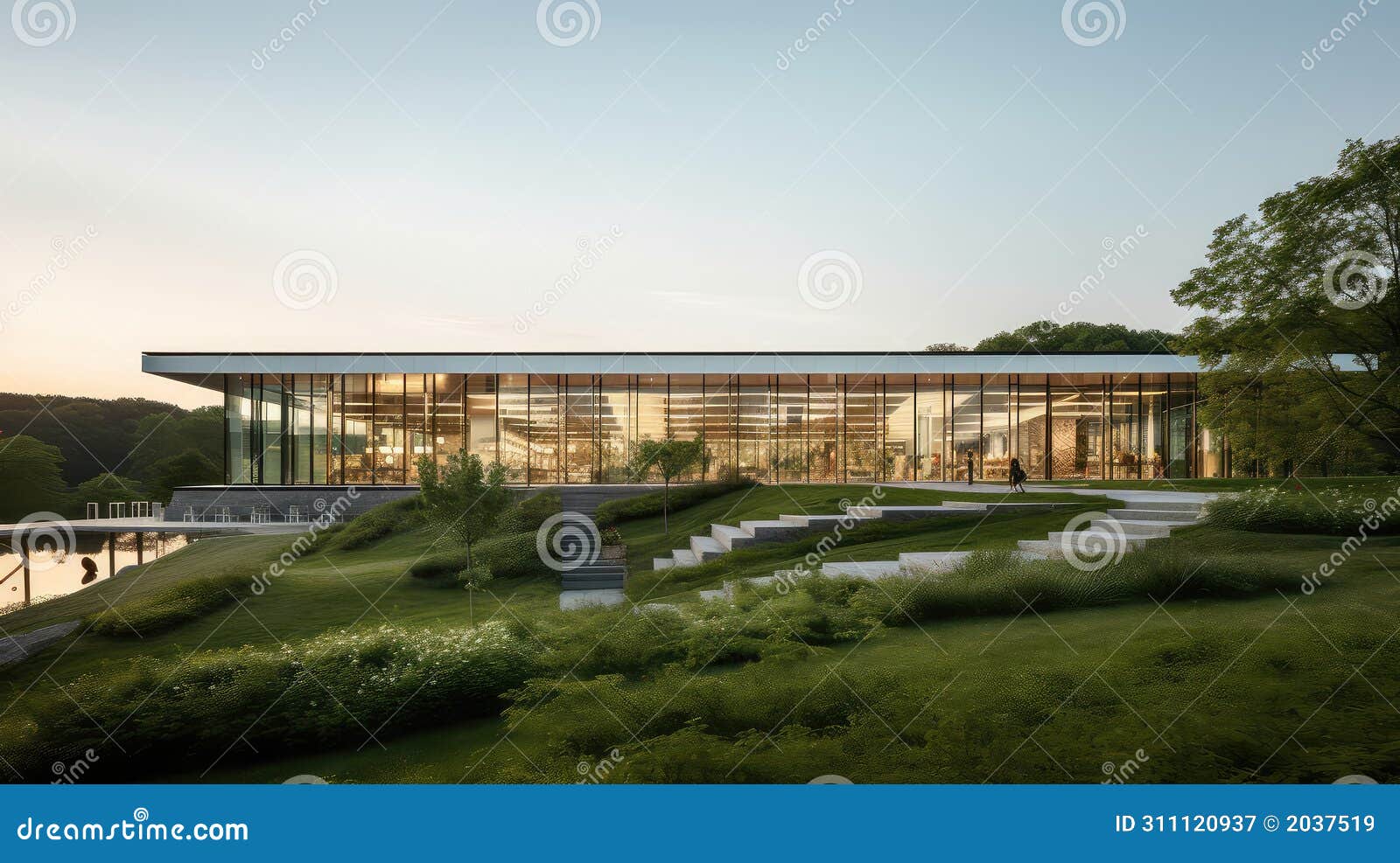 Design Modern Library Building Stock Illustration - Illustration of ...