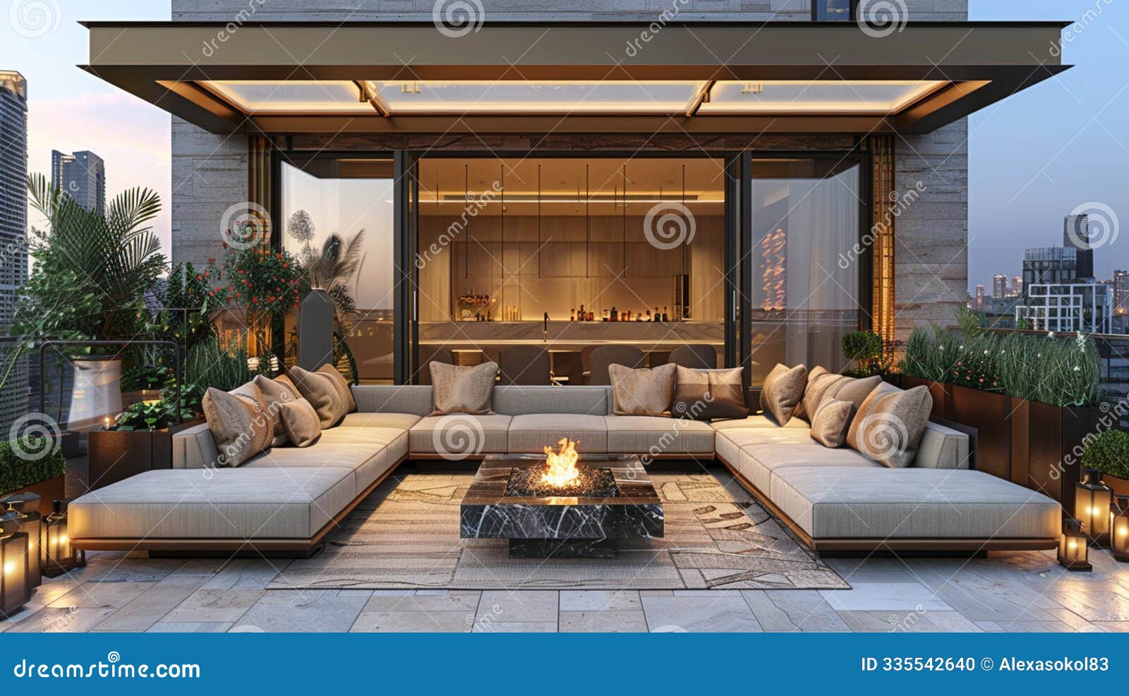 Design a Modern Luxury Rooftop Open Garden Stock Photo - Image of chic ...