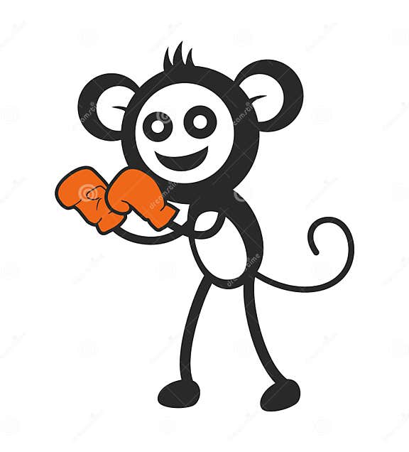 Design of Monkey Boxing Draw Stock Vector - Illustration of business ...