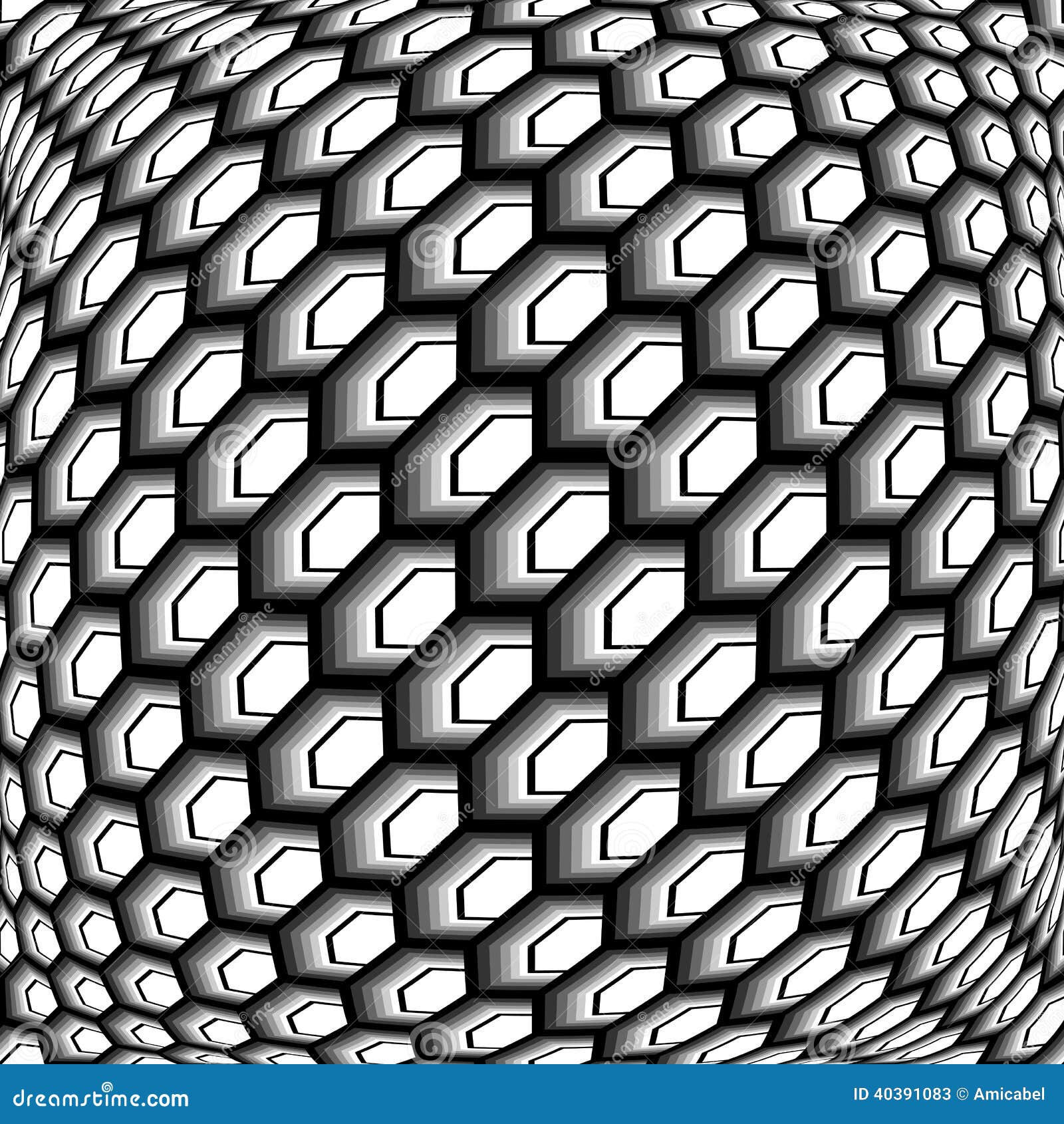 Design Monochrome Warped Grid Hexagon Pattern Stock Vector ...