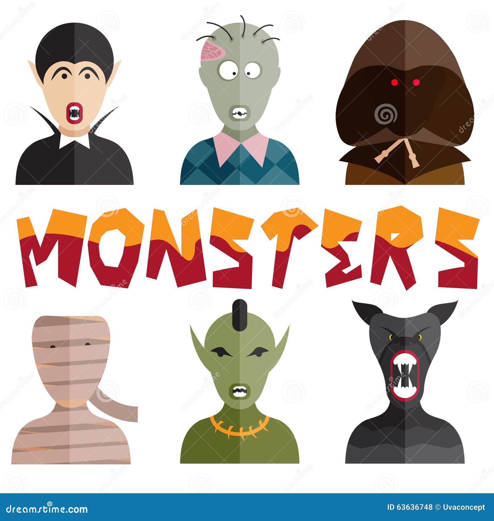 Design monsters icons stock vector. Illustration of flat - 63636748