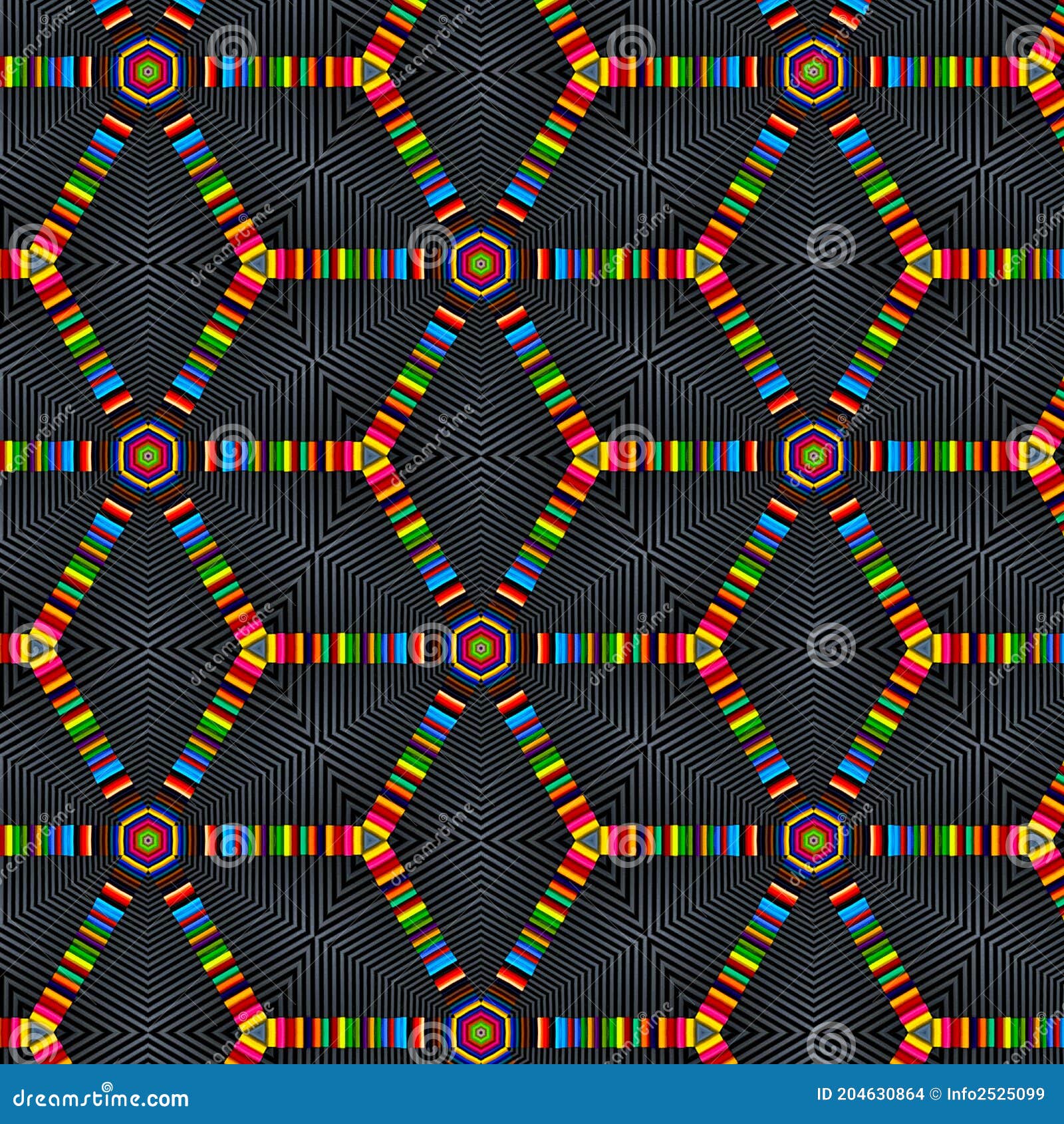 Design of Motive Pattern with Multicolored Lines, Stars and Abstract ...