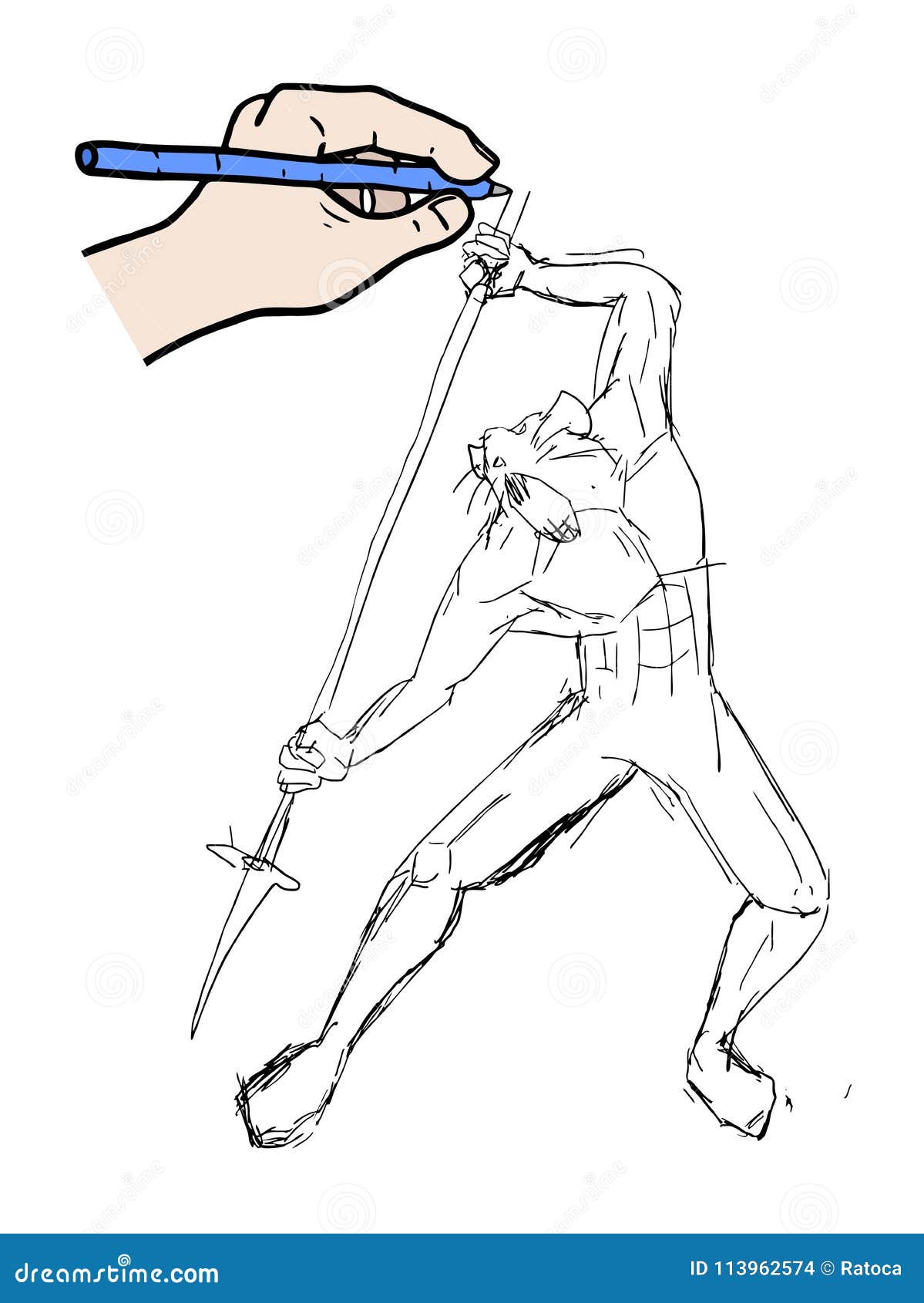 Mutant rat fighter stock vector. Illustration of silhouette - 113962574