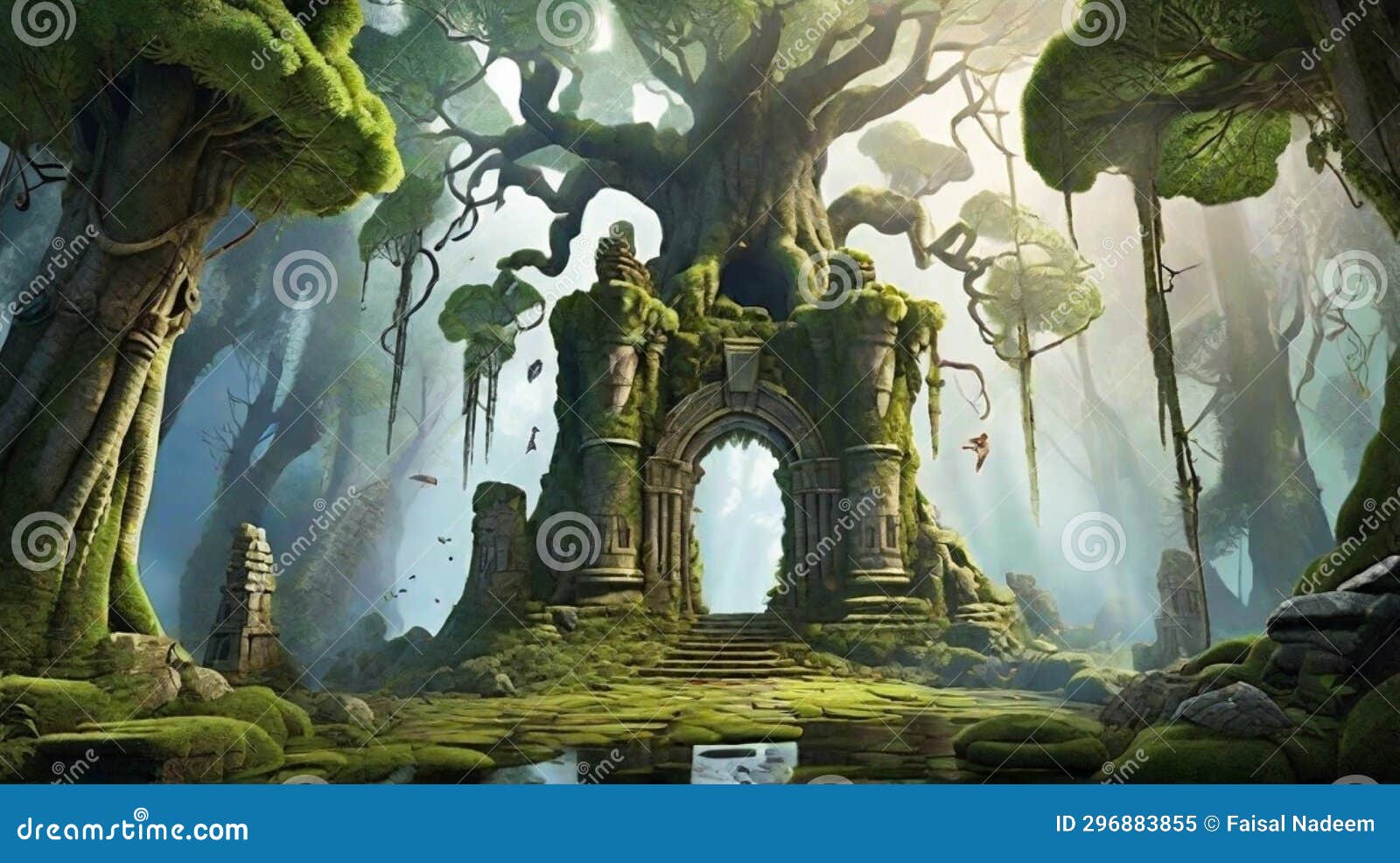 Design a Mystical Ancient Forest with Towering, Moss-covered Trees ...