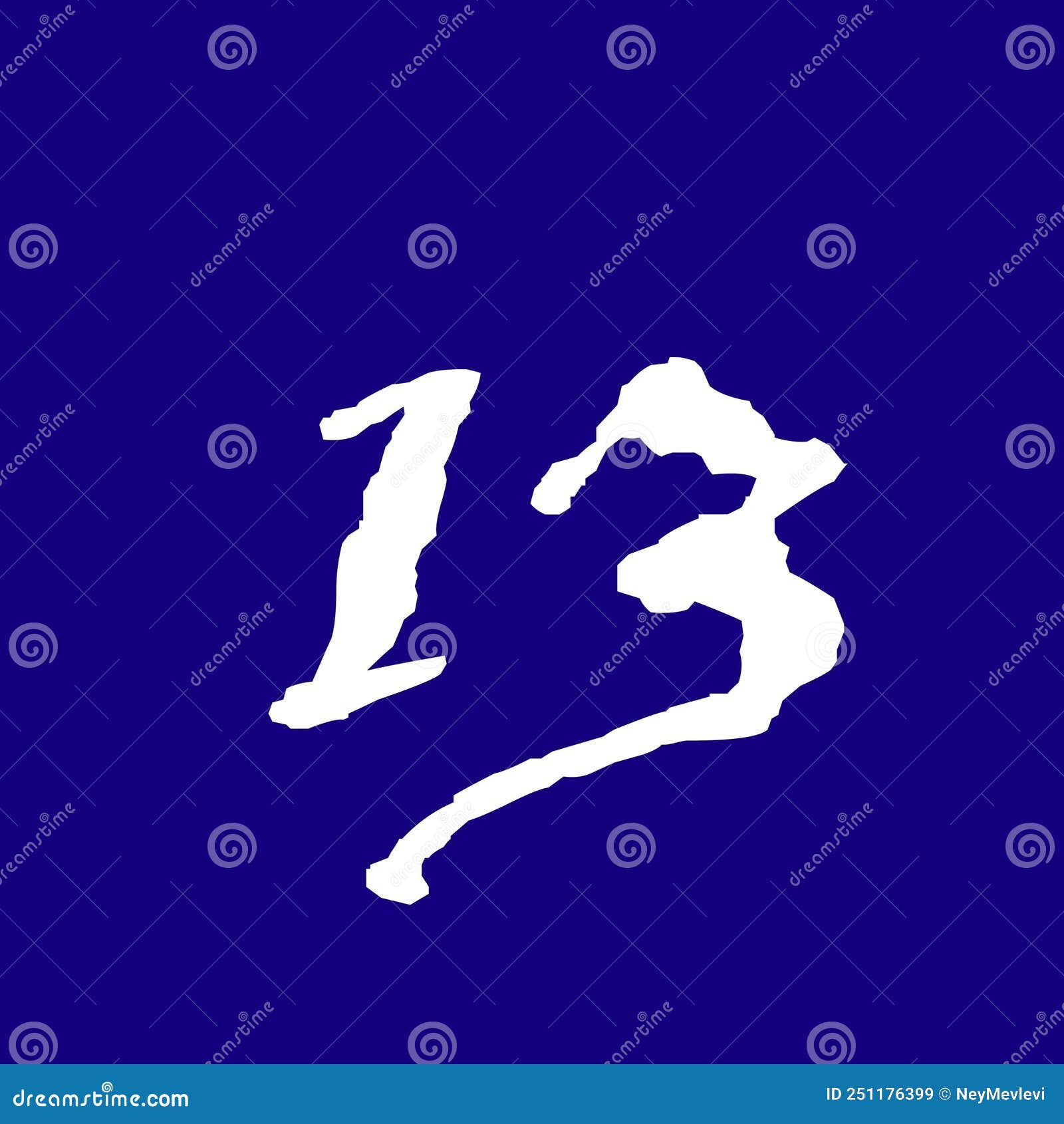 Design Number 13 in Blue on a Black Square Background Stock ...