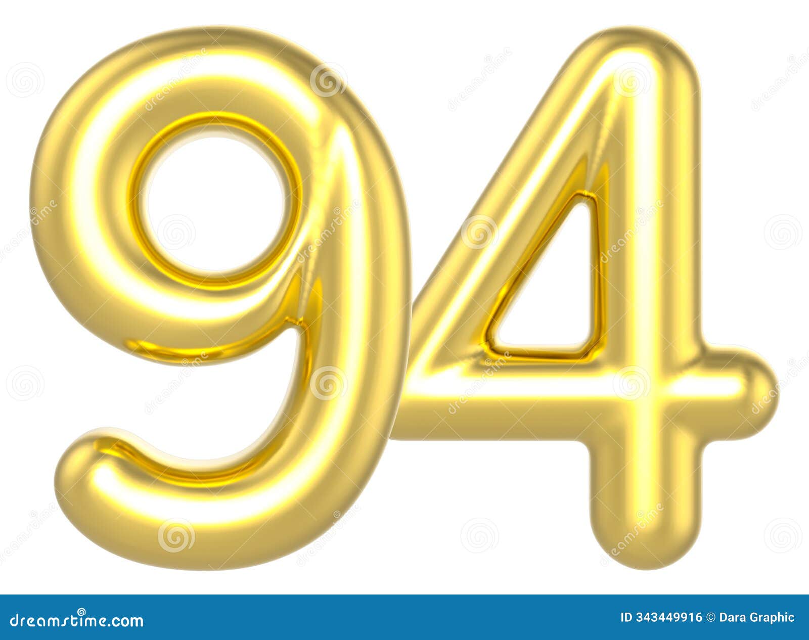 94 Number Gold 3D Render with White Background Stock Illustration ...