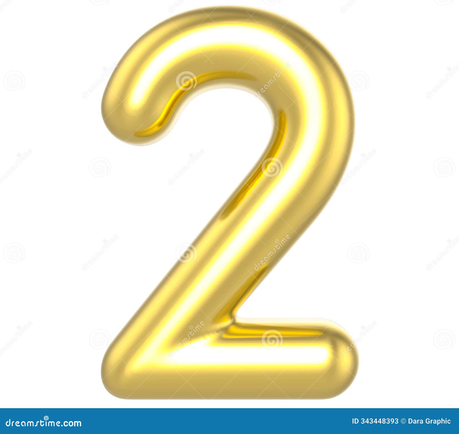 Number 2 Gold 3D with White Background Stock Illustration ...