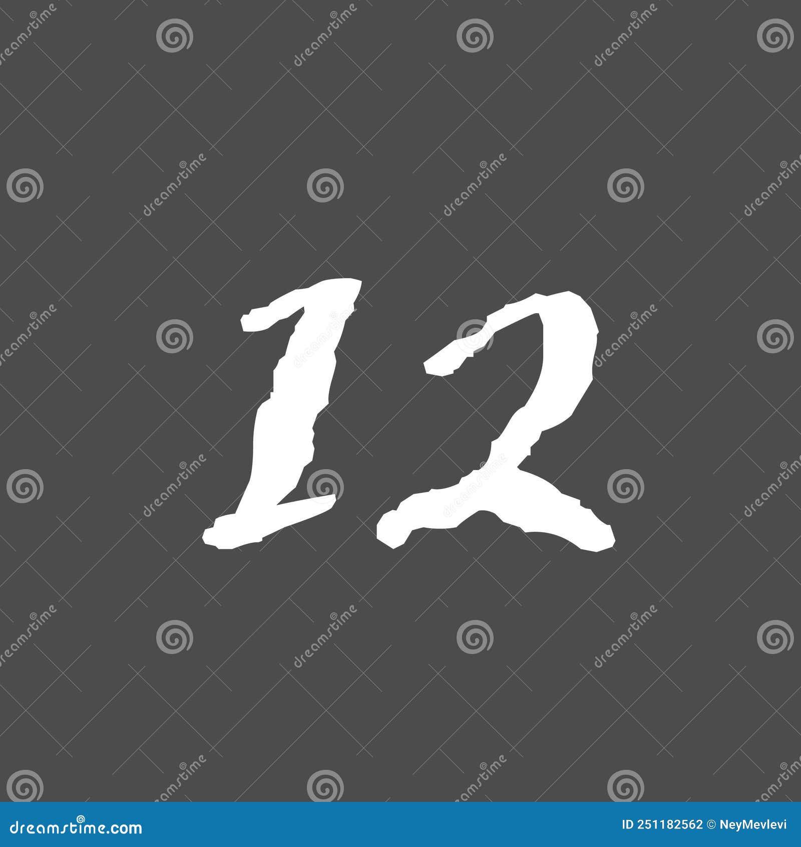 Design Number 12 in Grey on a Black Square Background Stock ...