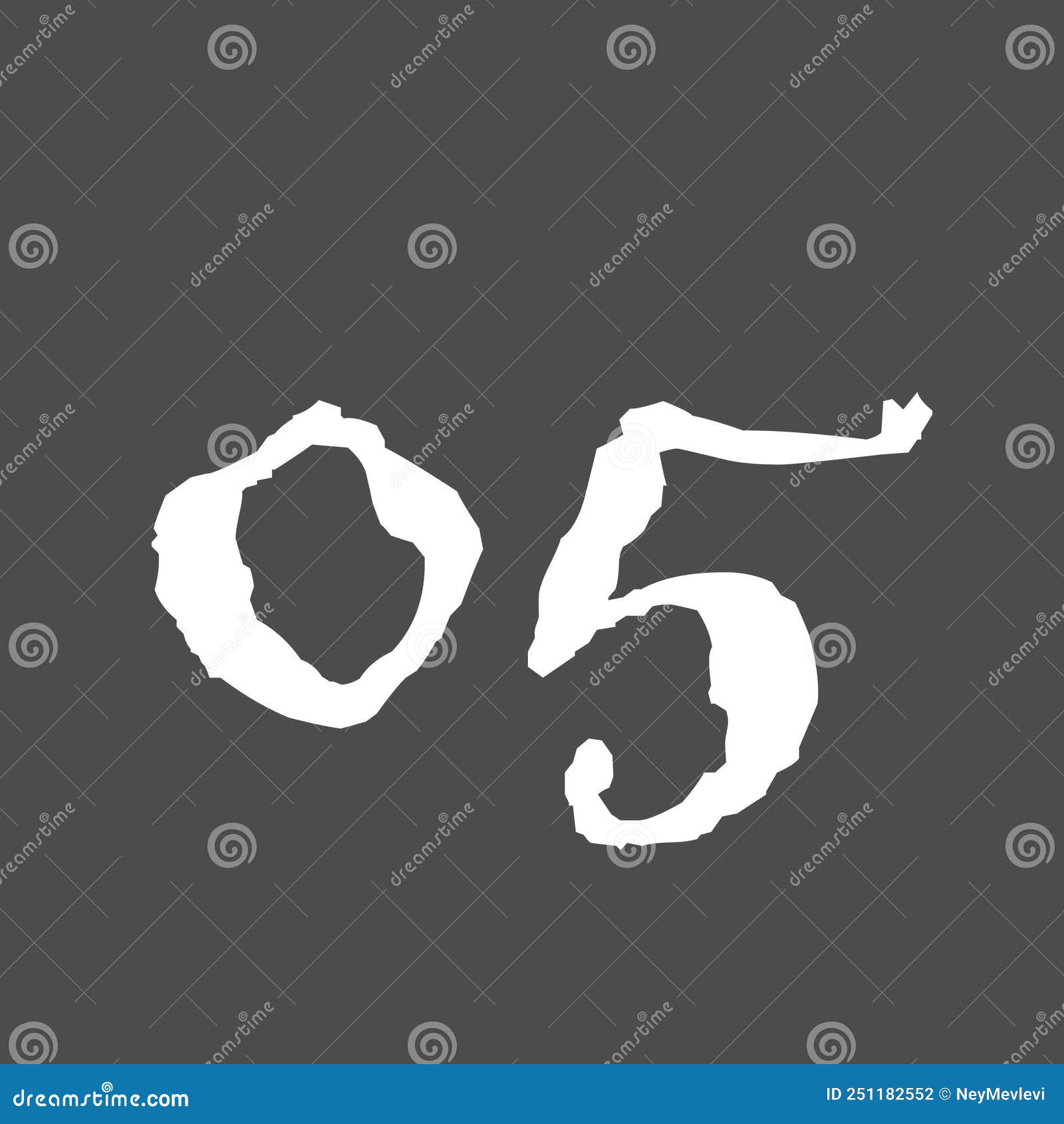 Design Number 05 in Grey on a Black Square Background Stock ...