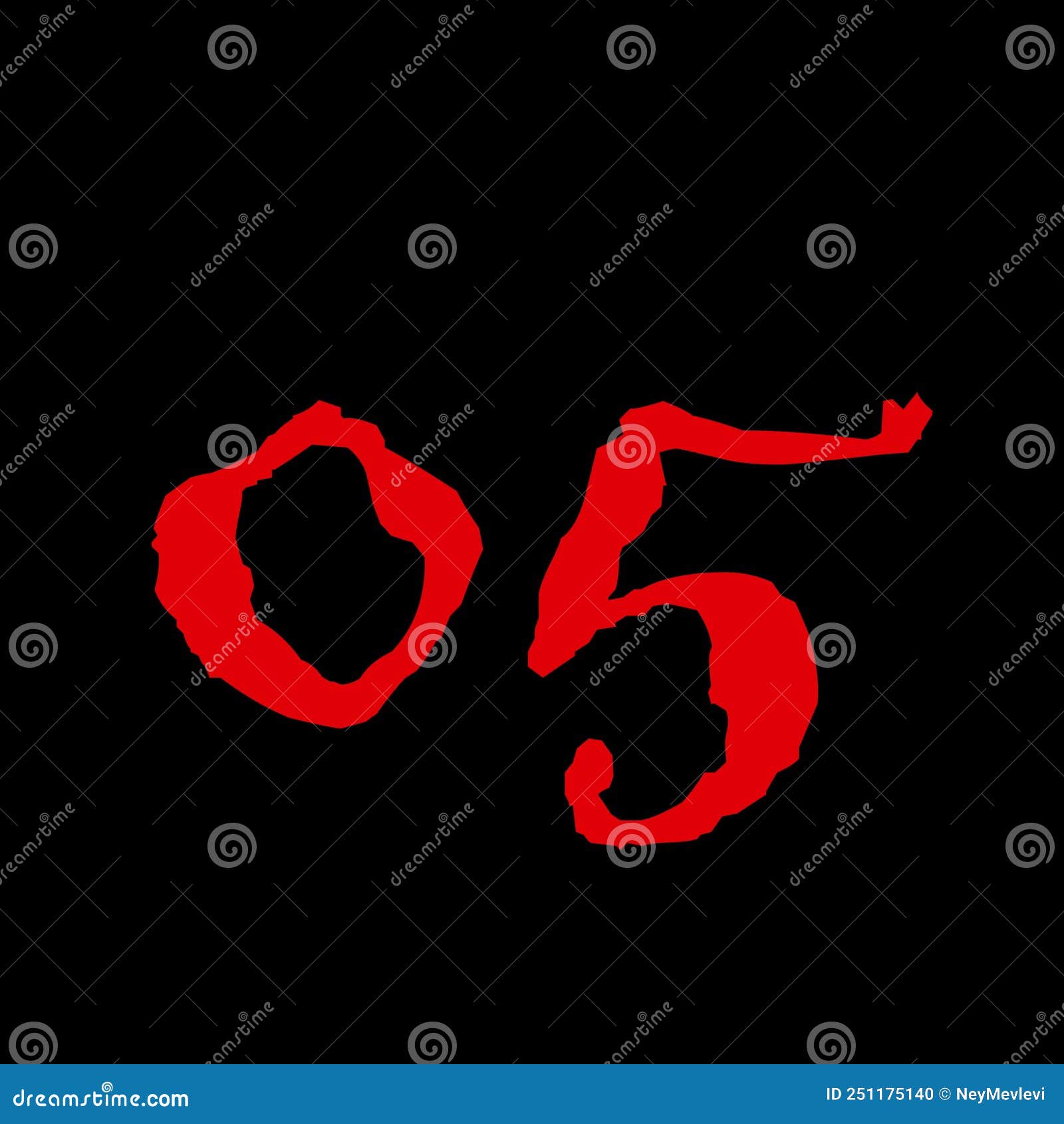 Design Number 05 in Red on a Black Square Background Stock Vector ...