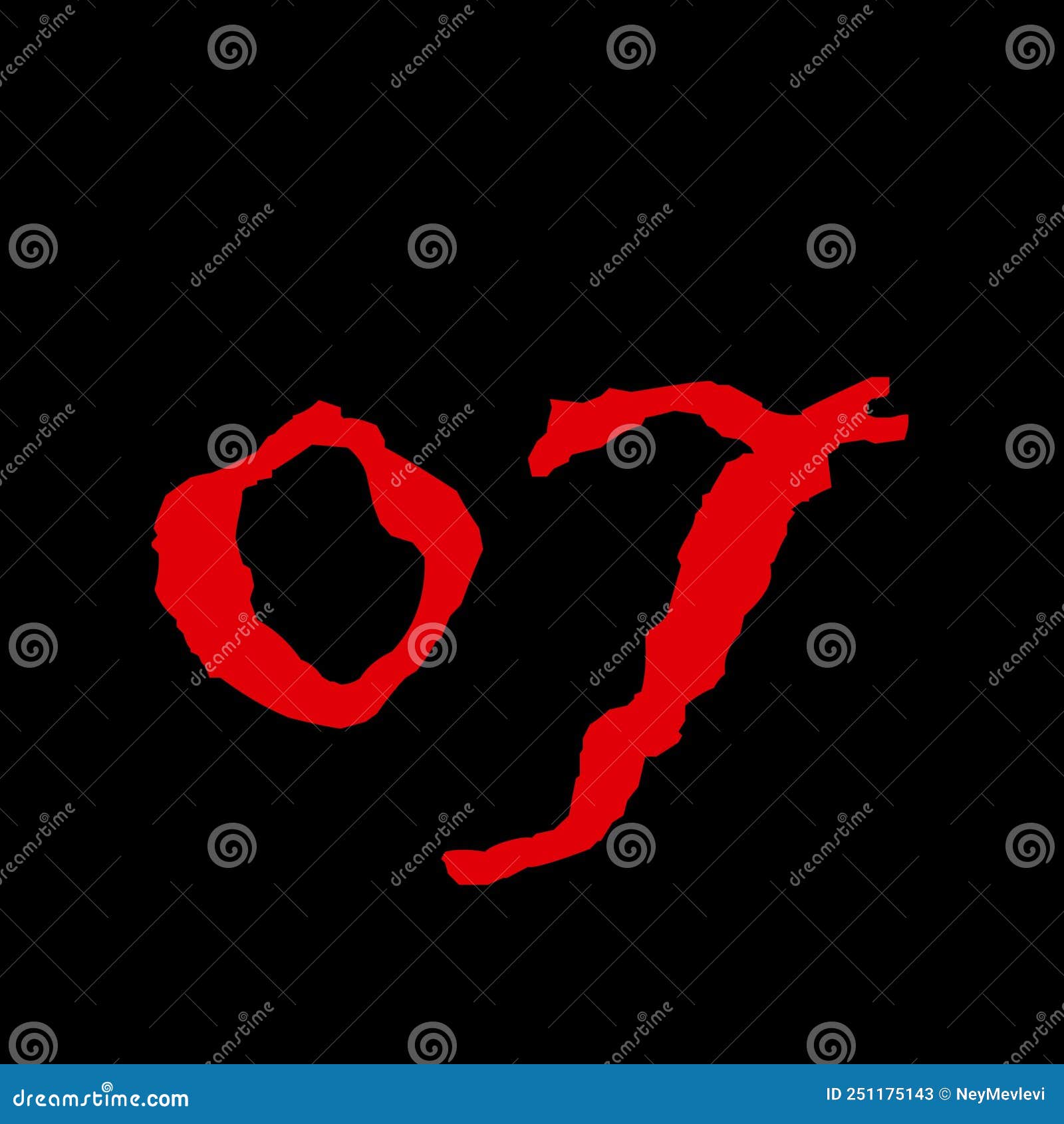 Design Number 07 in Red on a Black Square Background Stock Vector ...