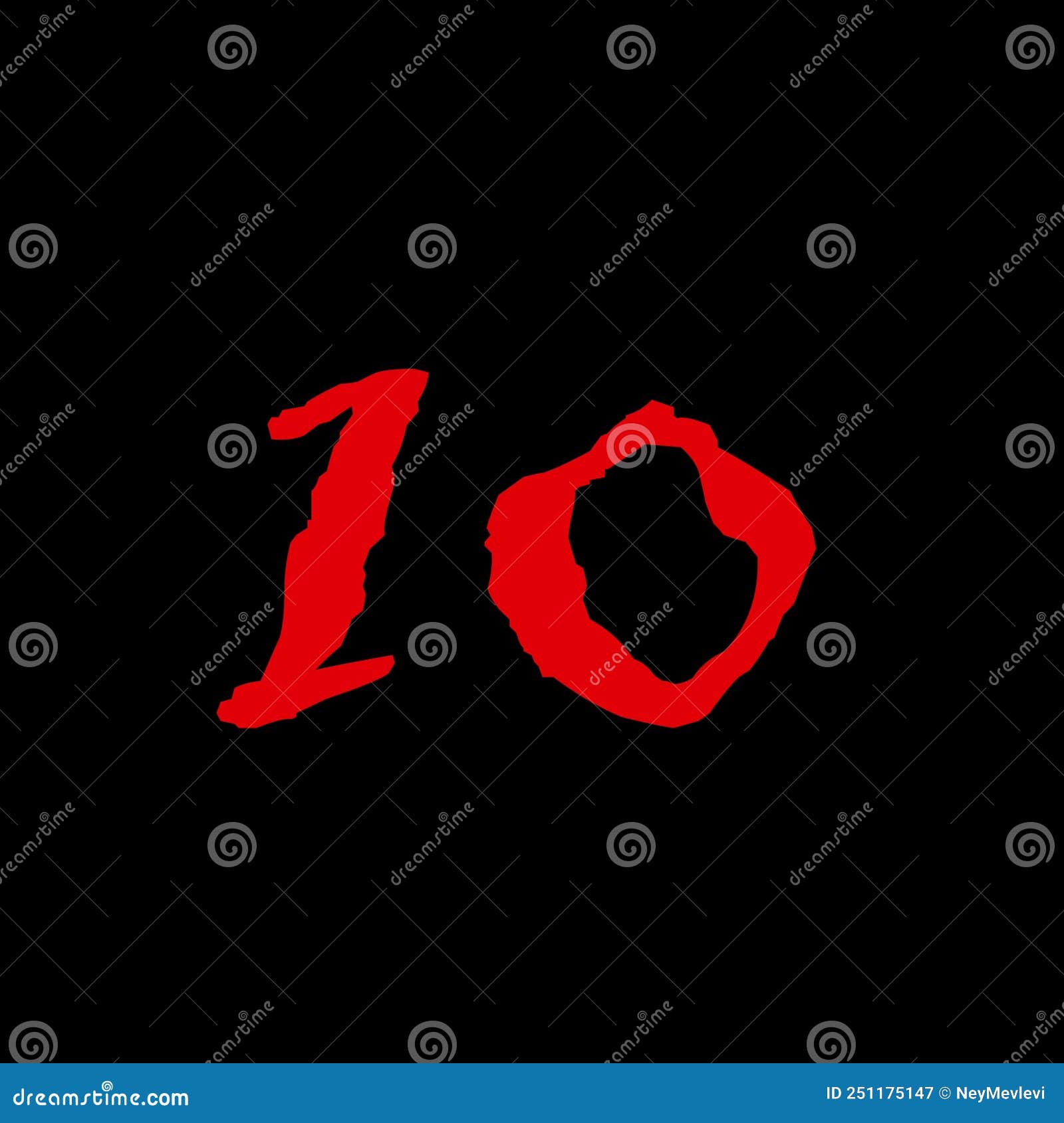 Design Number 10 in Red on a Black Square Background Stock Vector ...
