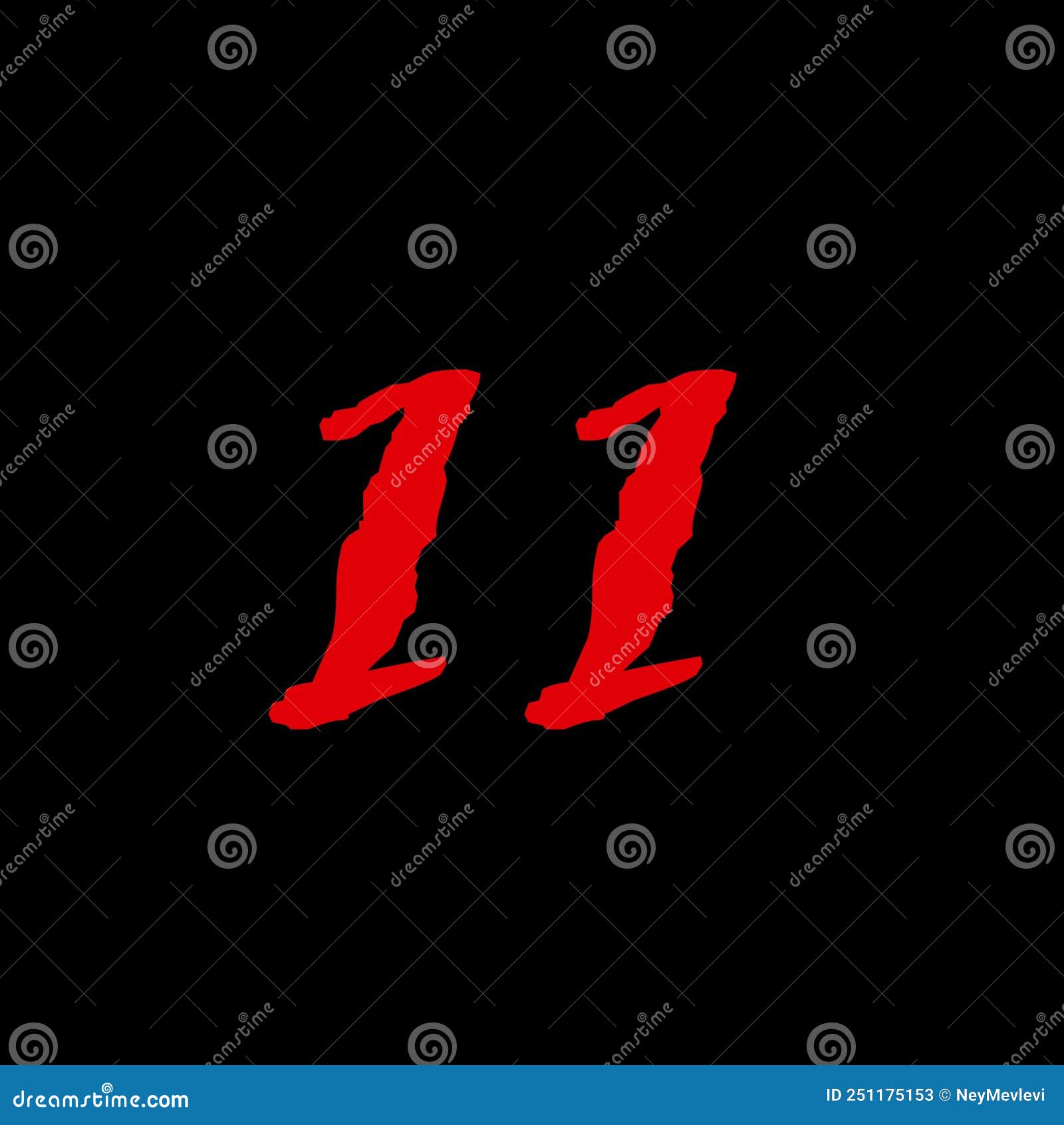Design Number 11 in Red on a Black Square Background Stock Vector ...