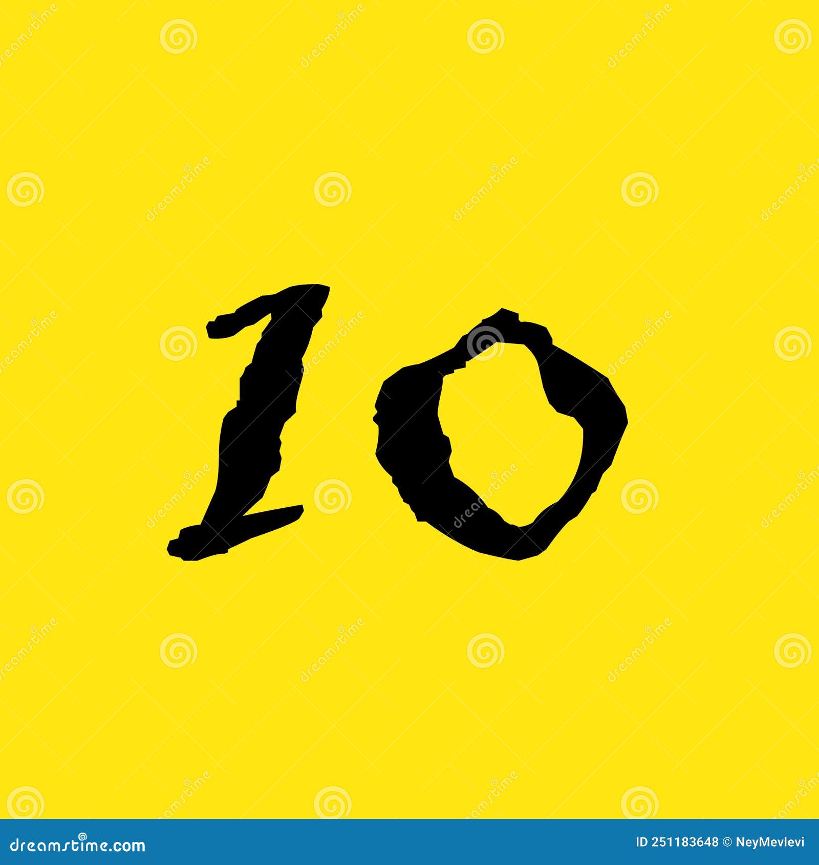 Design Number 10 in Yellow on a Black Square Background Stock ...