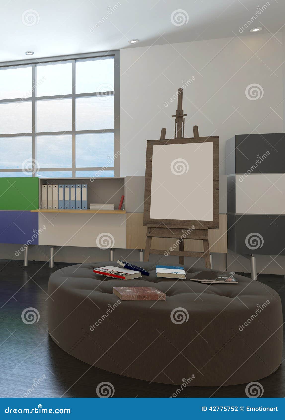 Design Office Interior with an Easel Stock Illustration - Illustration ...
