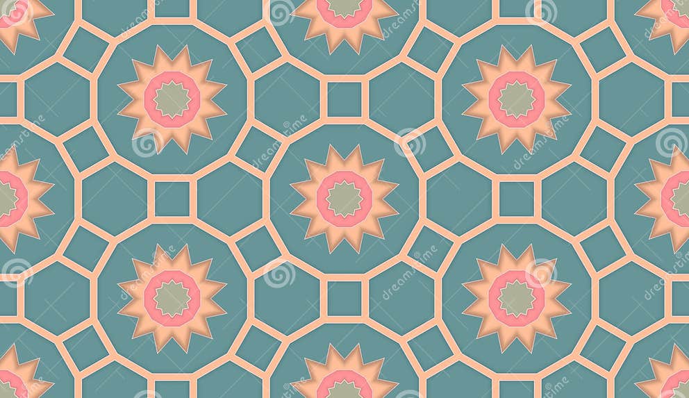 Geomatric Seamless Pattern in Green and Pink. Floral Repeating ...