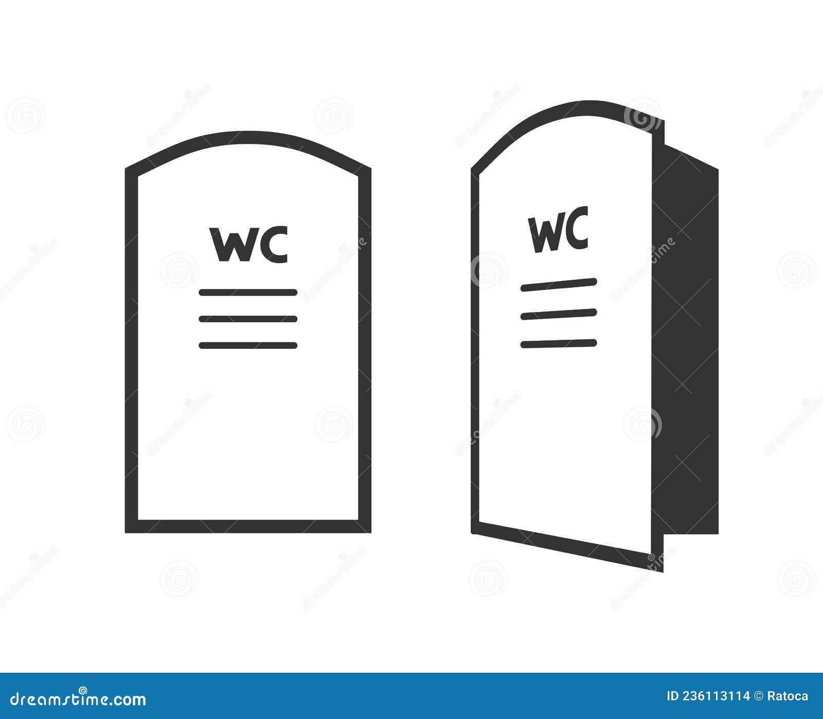 Open and close WC doors stock vector. Illustration of icon - 236113114