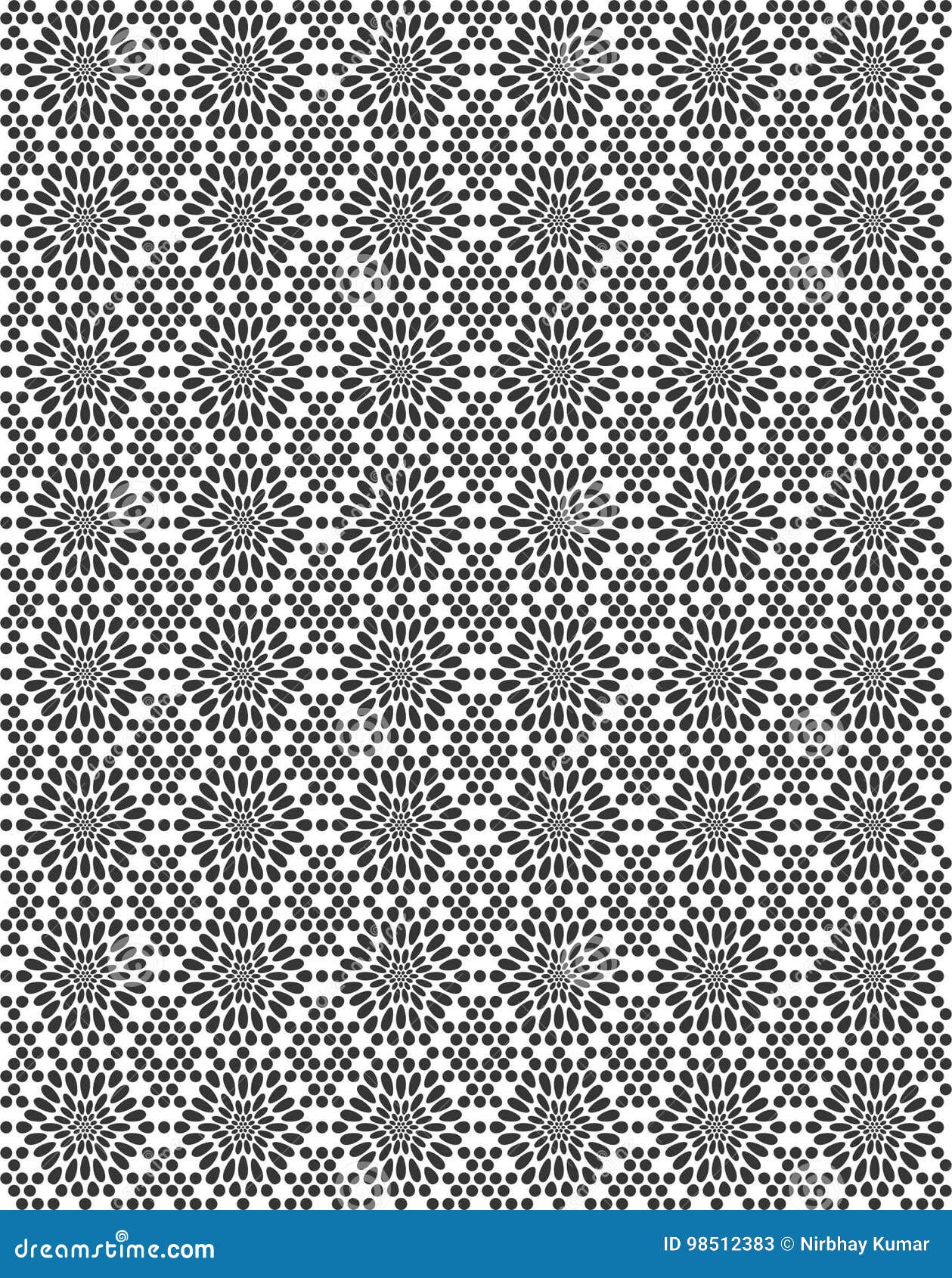 Seamless Polka Dots Flower Pattern Stock Vector - Illustration of black ...