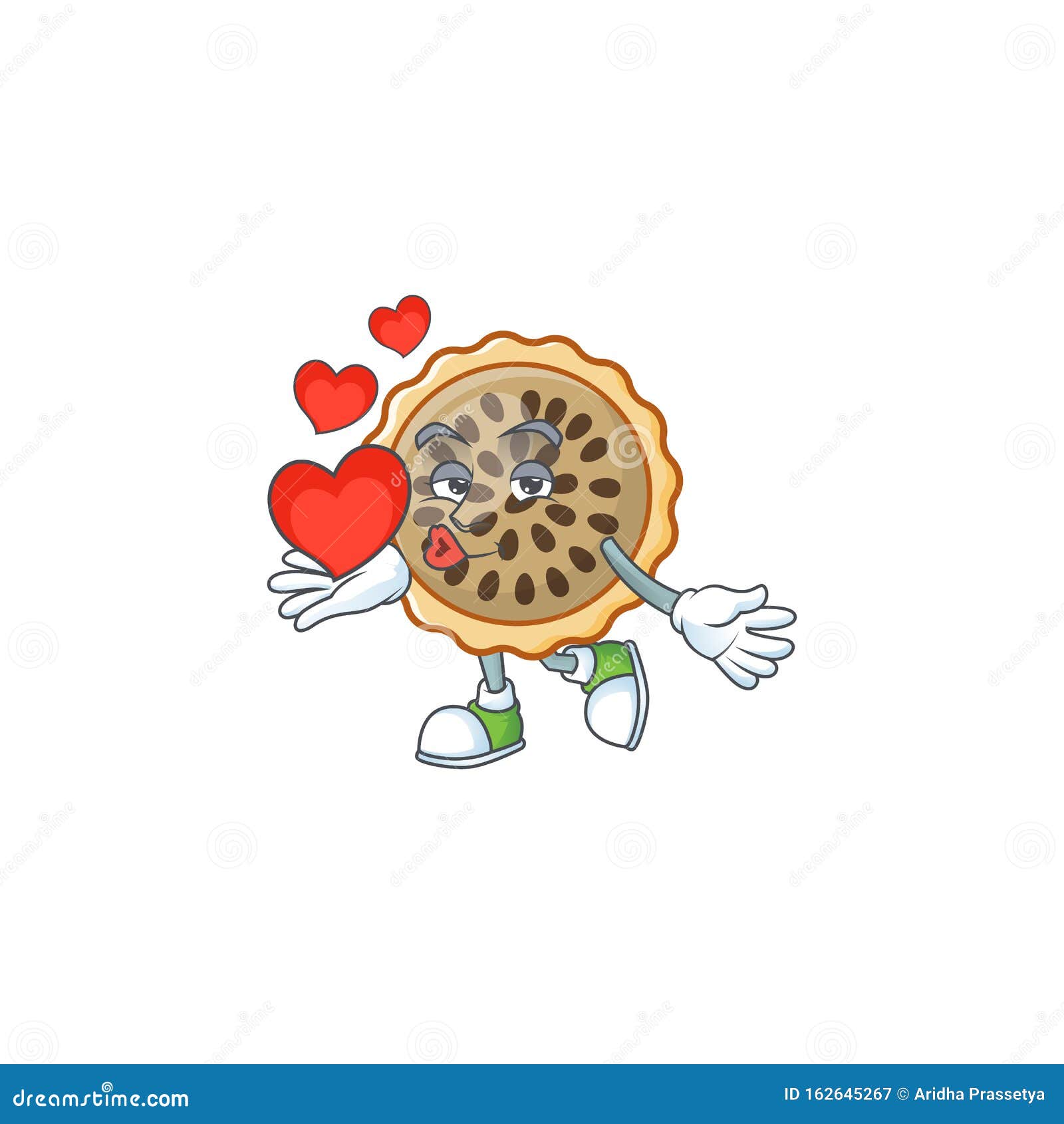 Design Pecan Pie Holding Heart with Seeds Topping Stock Vector ...