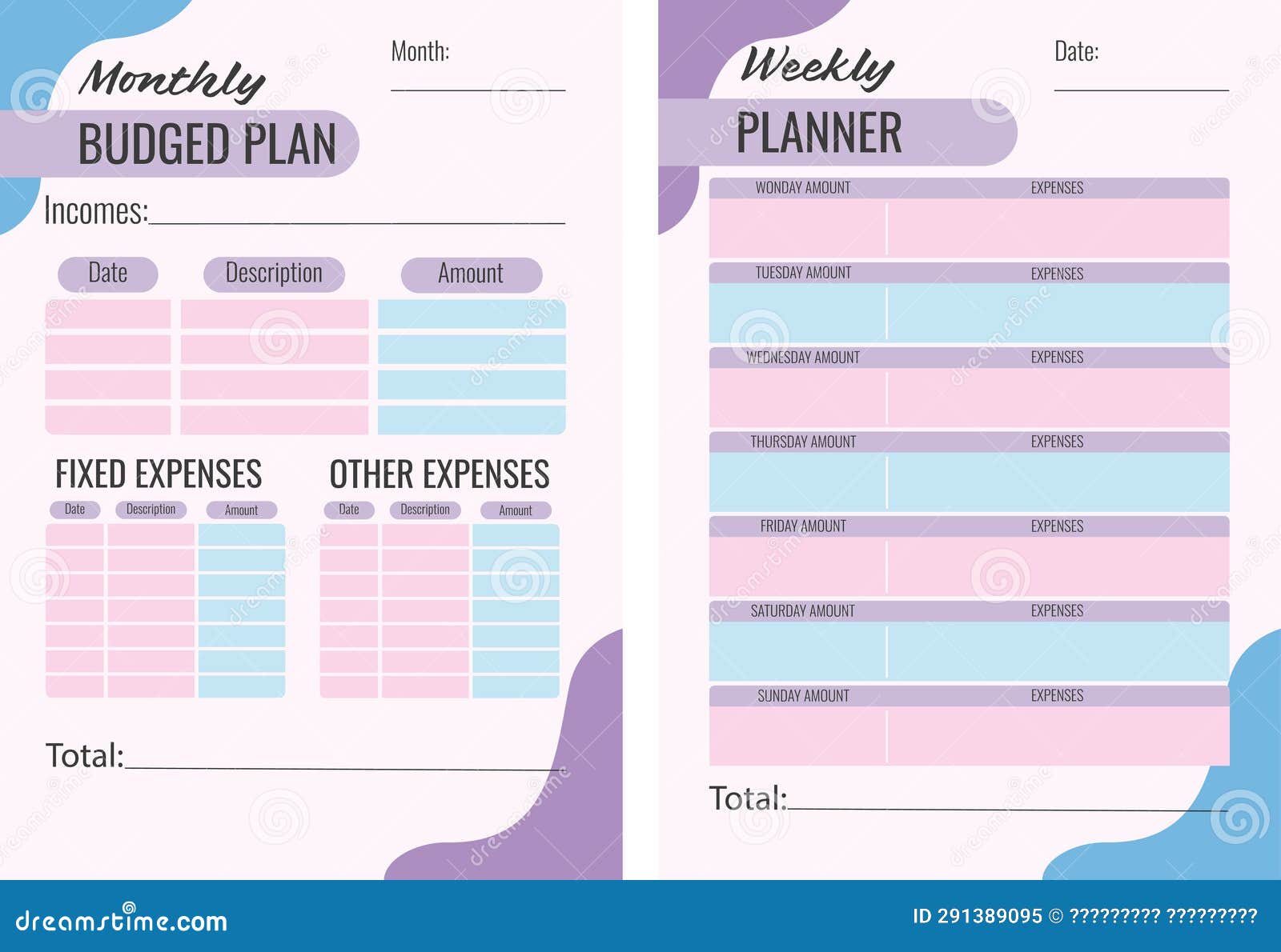 Design a Personalized Monthly and Weekly Budget Planner. Stock Vector ...