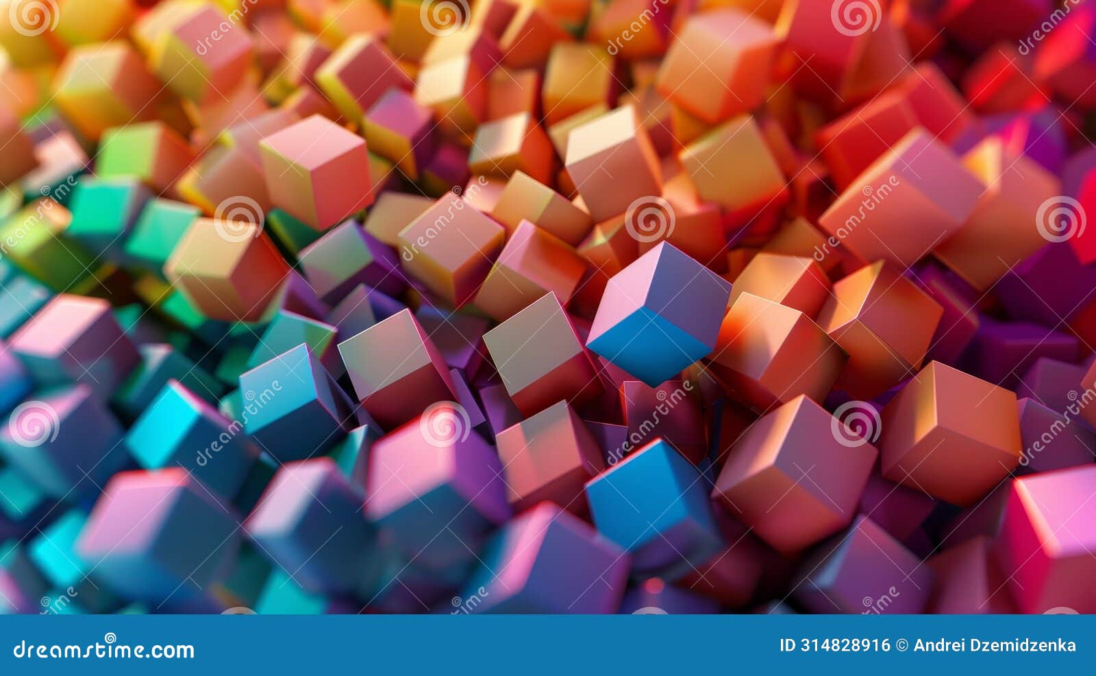 Design with Perspective Effect. 3D Illustration Color Cubes Stock ...
