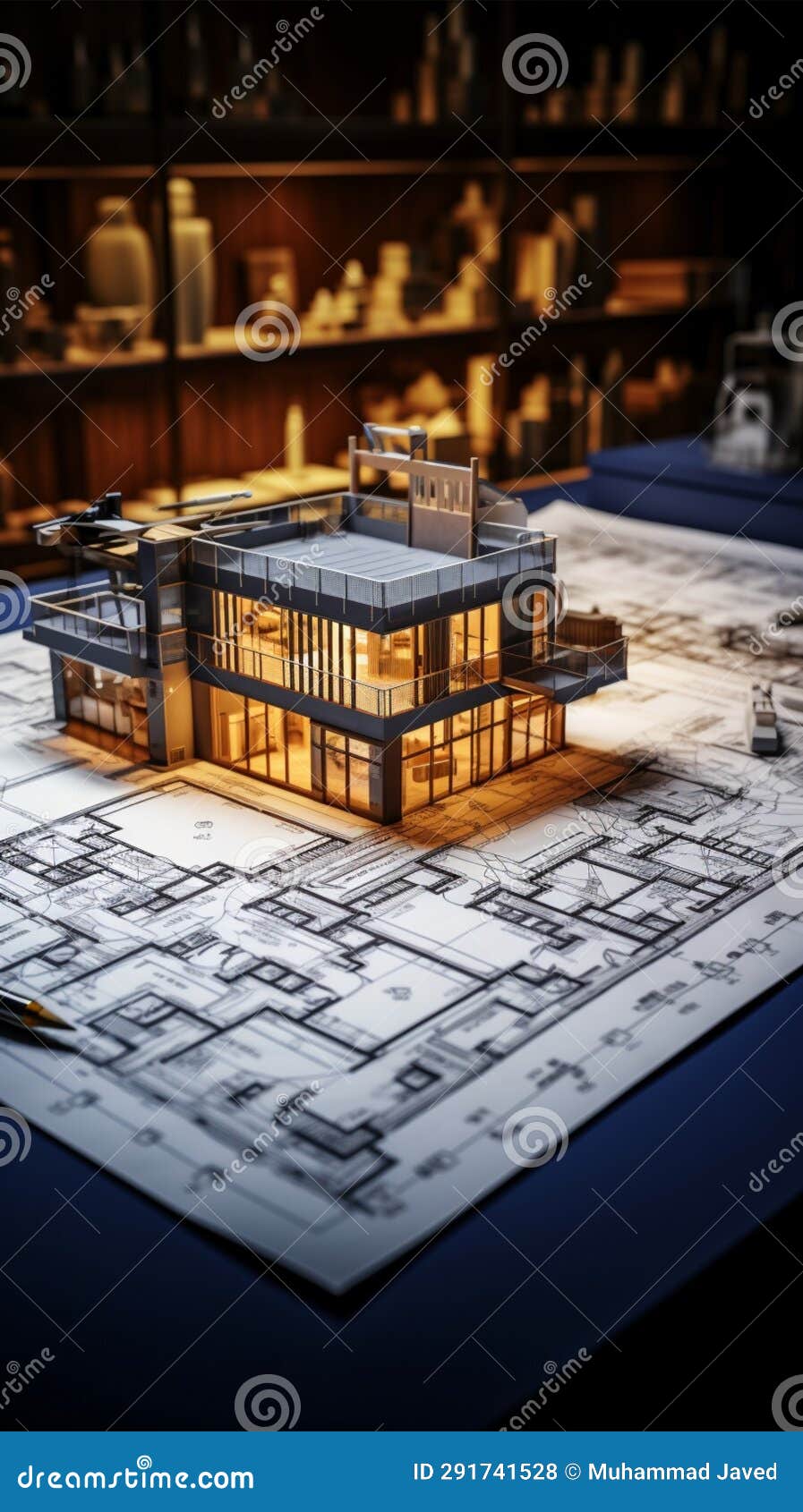 Design Plans Displayed Blueprint Rolls Neatly Arranged Atop Table ...