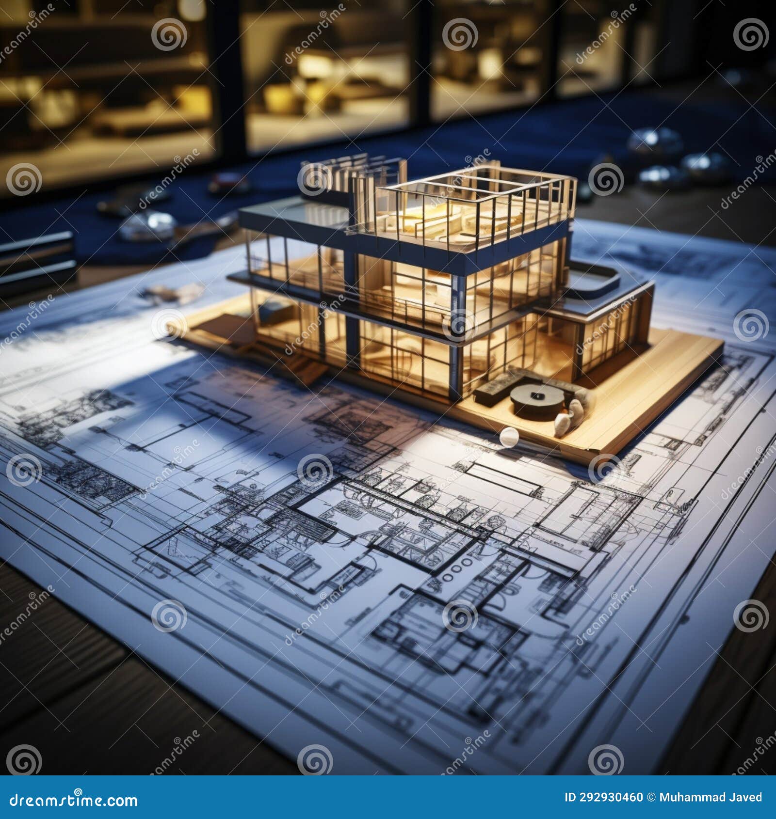 Design Plans Displayed Blueprint Rolls Neatly Arranged Atop Table ...