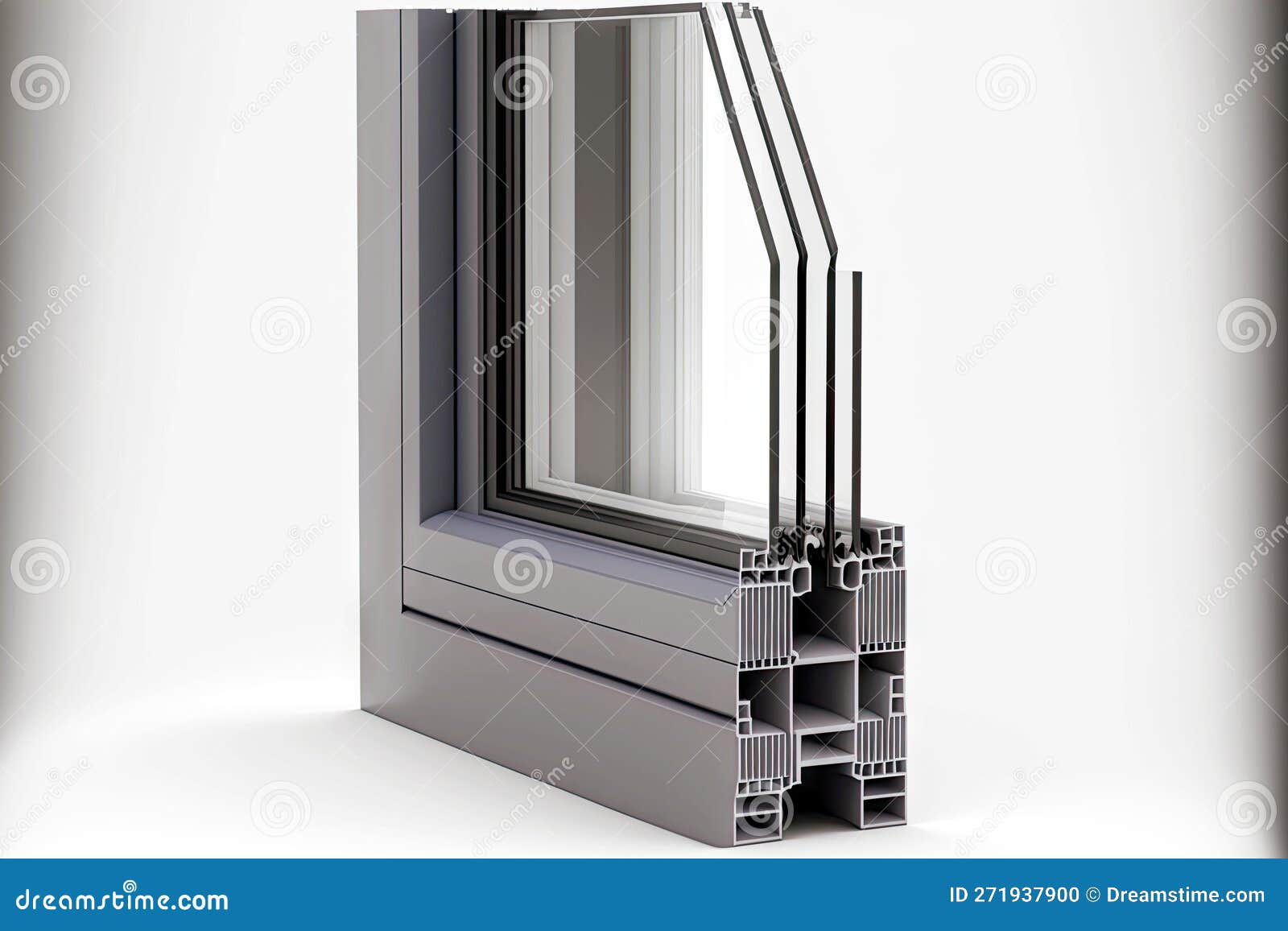 Design Plastic Windows Profile Grey on White Background Stock ...