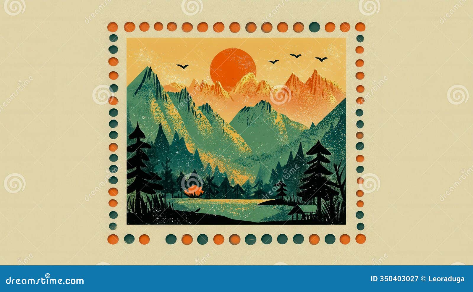 Design of a Postage Stamp, Featuring a Clean Rectangular Shape with ...