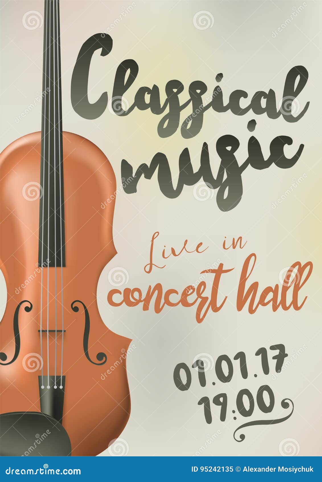 Design of a Poster for a Concert of Classical Music with Violin Stock ...