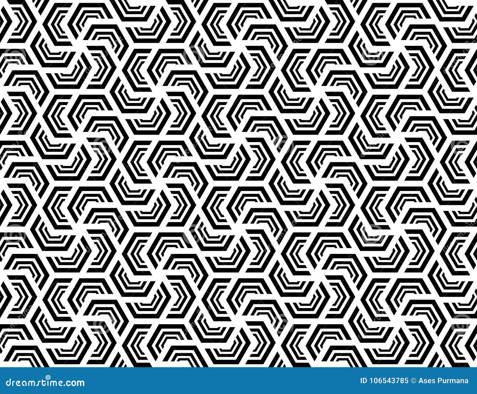 Seamless Hexagonal Pattern . Design Black on White Stock Illustration ...