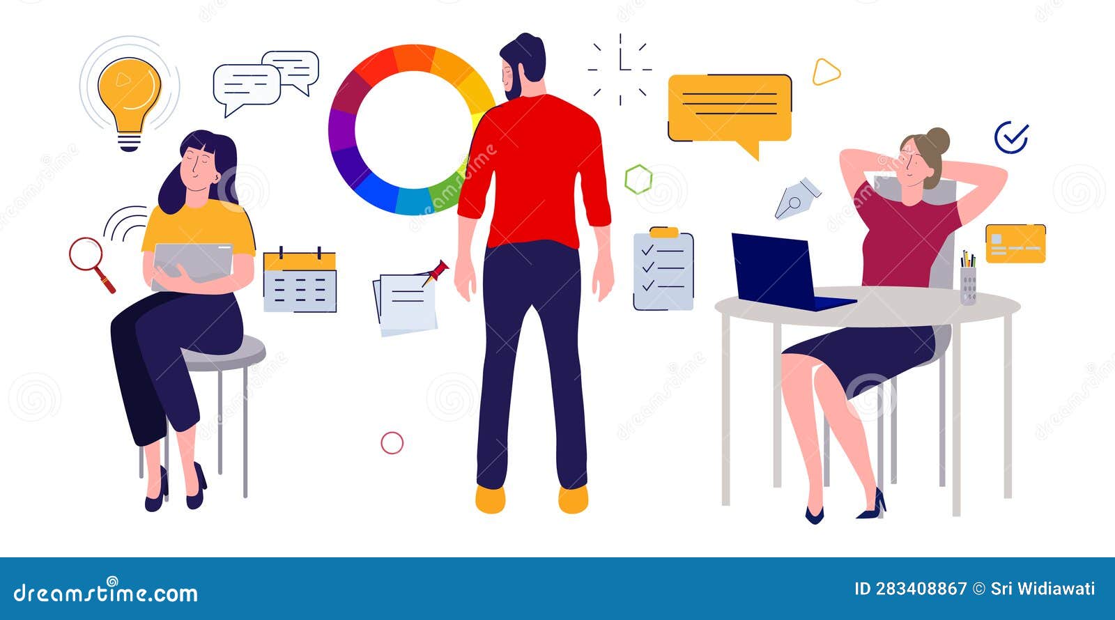 Design Process Workspace Creative Teamwork Professional Job Coloring ...